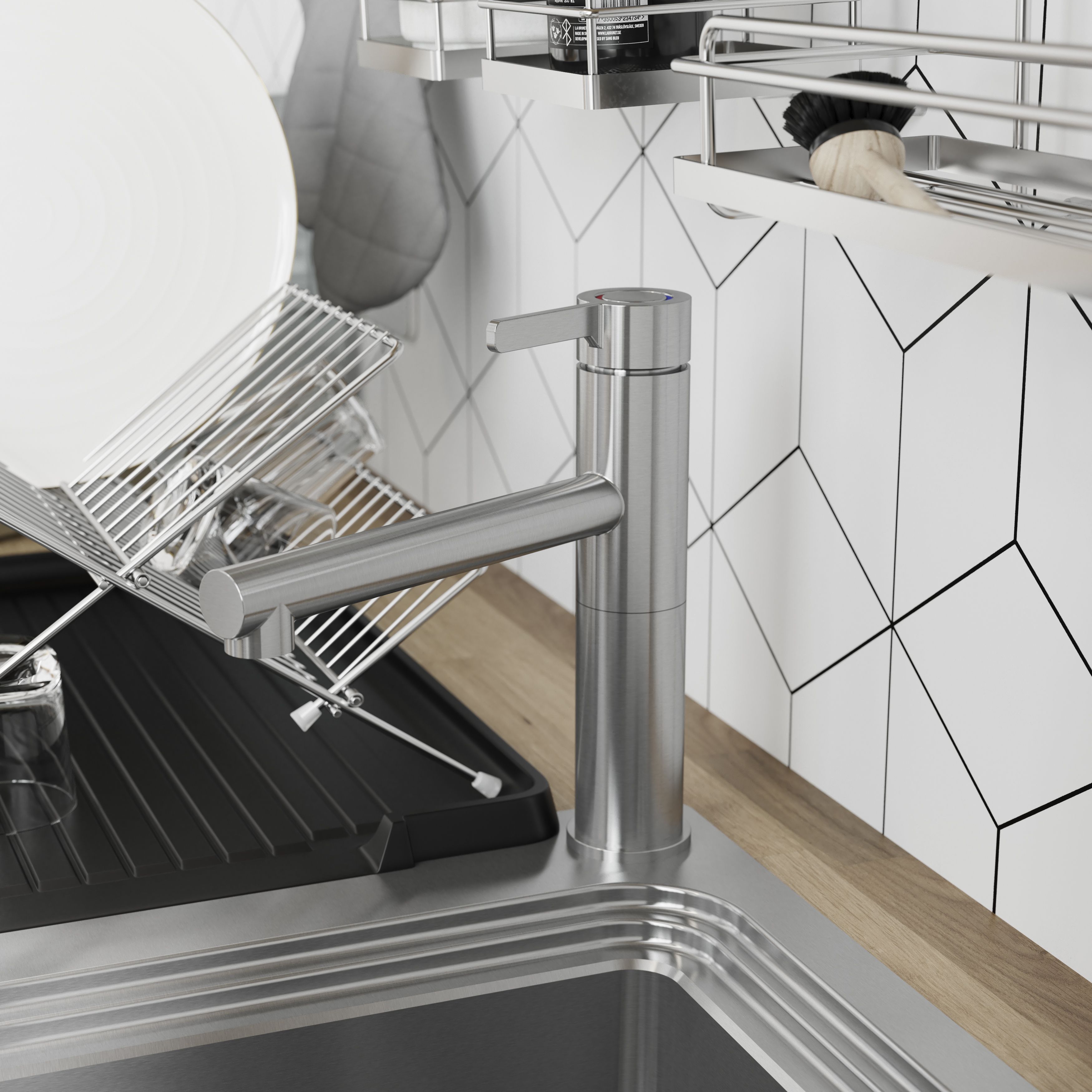 GoodHome Morita Stainless steel effect Kitchen Top lever Tap