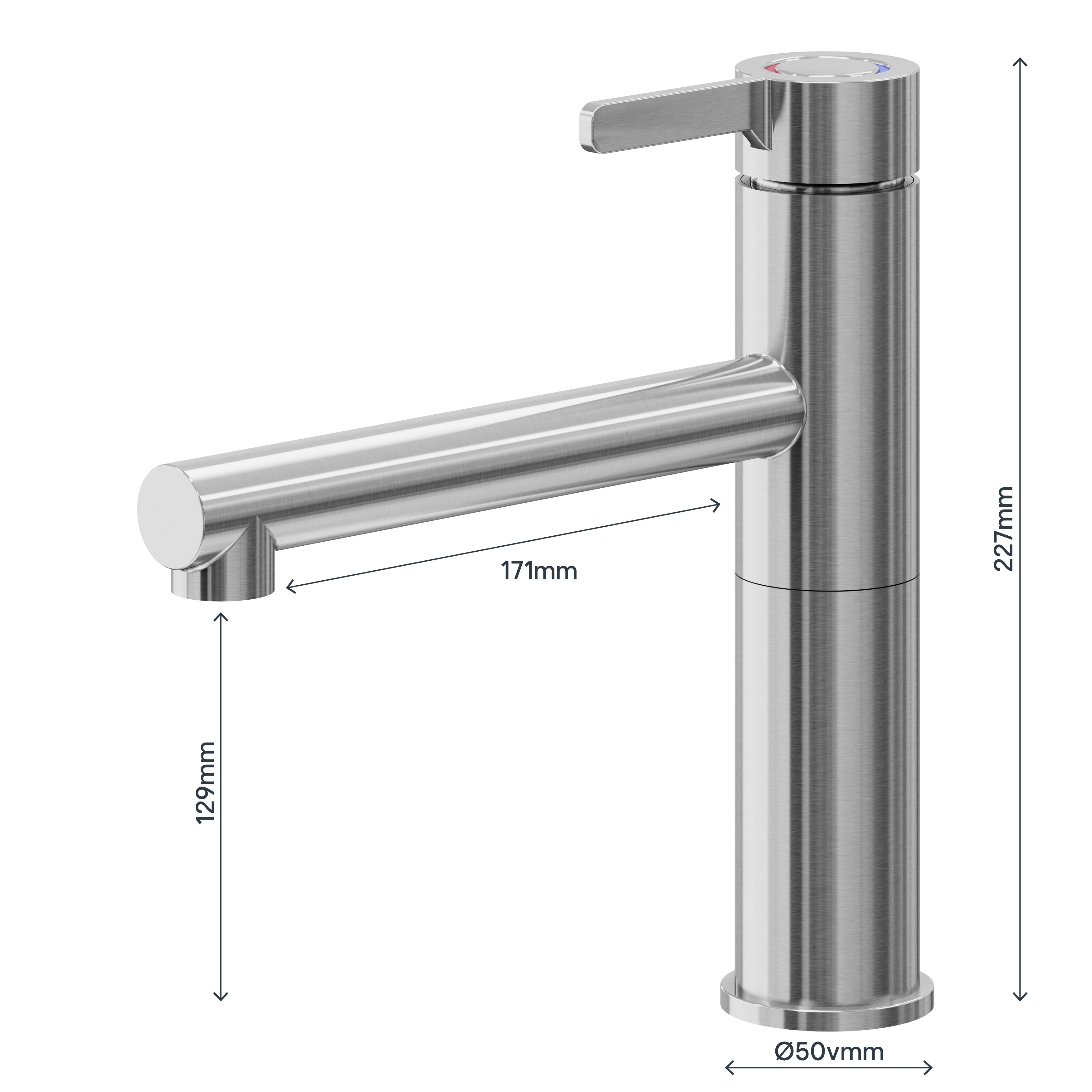 GoodHome Morita Stainless steel effect Kitchen Top lever Tap