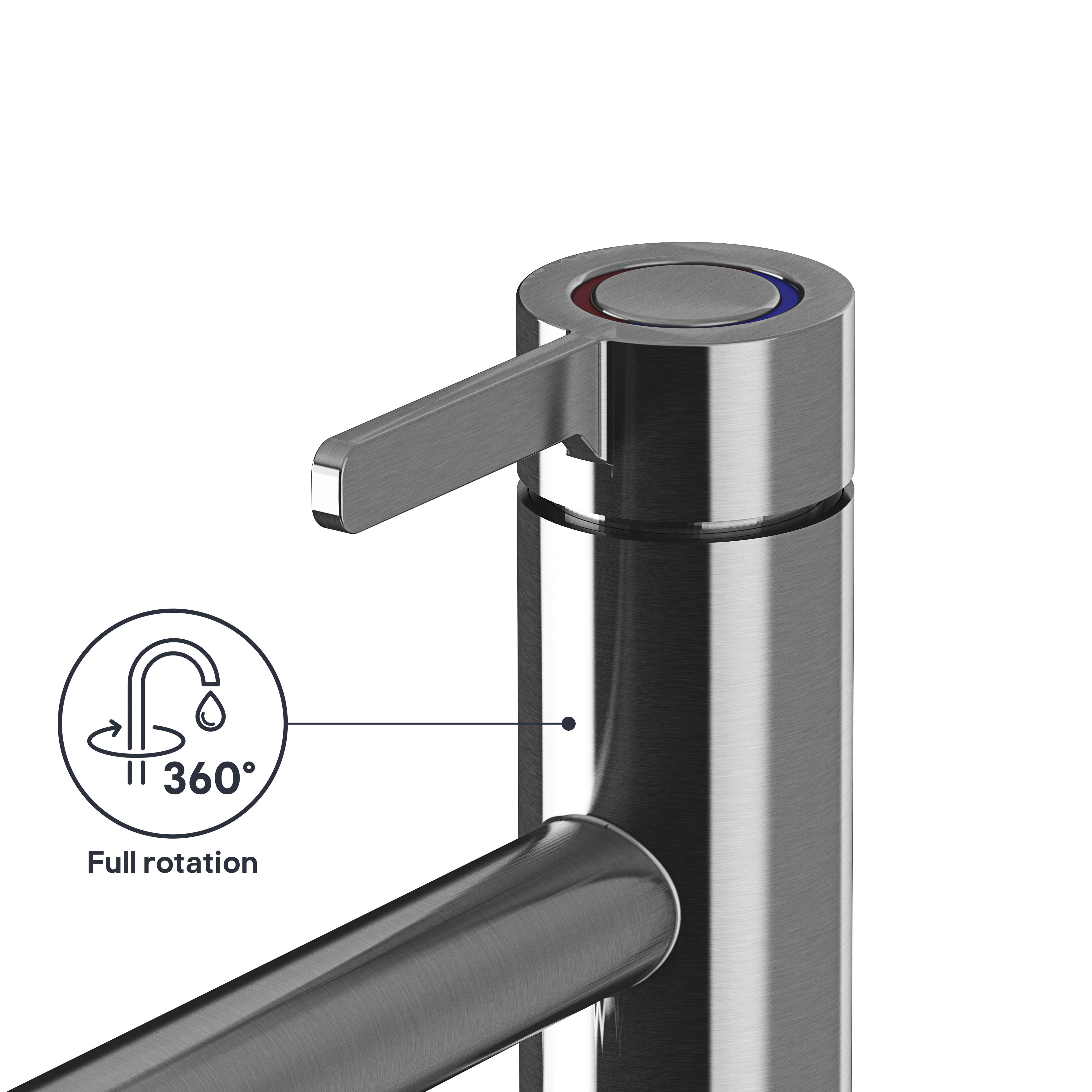 GoodHome Morita Stainless steel effect Kitchen Top lever Tap