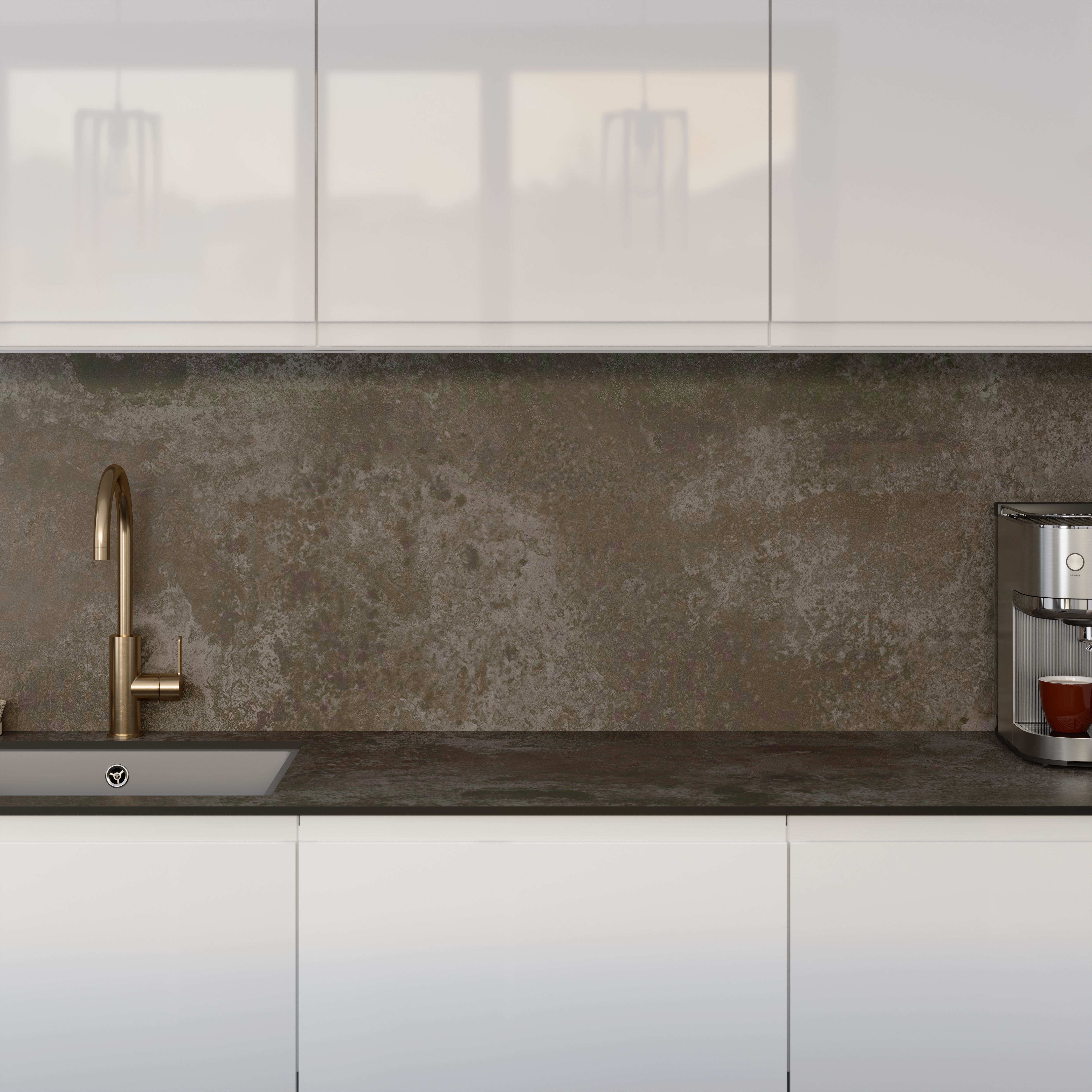GoodHome Nepeta Grey Soapstone effect Melamine Back panel, (H)600mm (W ...
