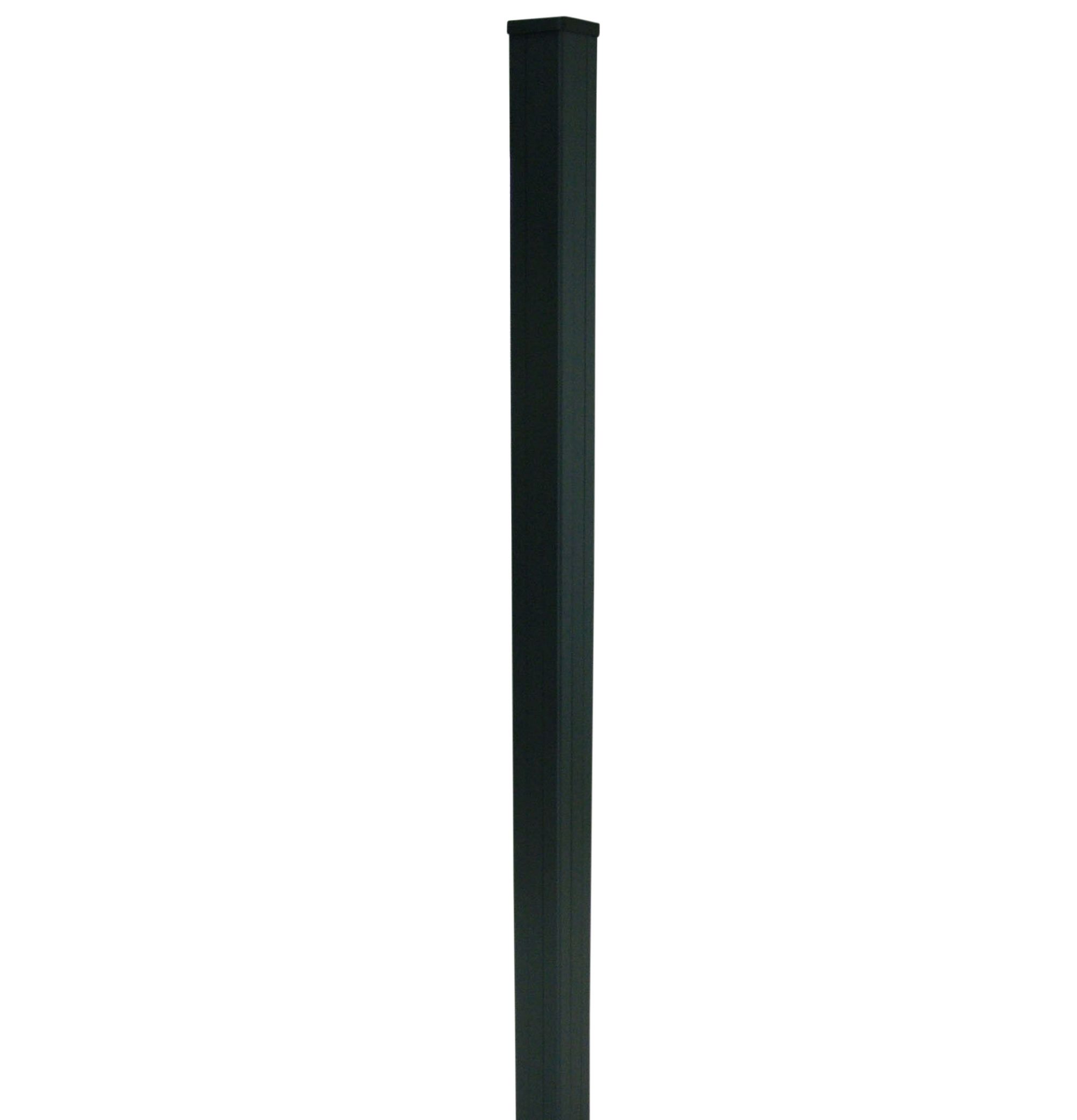 GoodHome Neva Dark grey Slotted Square Metal Fence post (H)0.95m (W ...