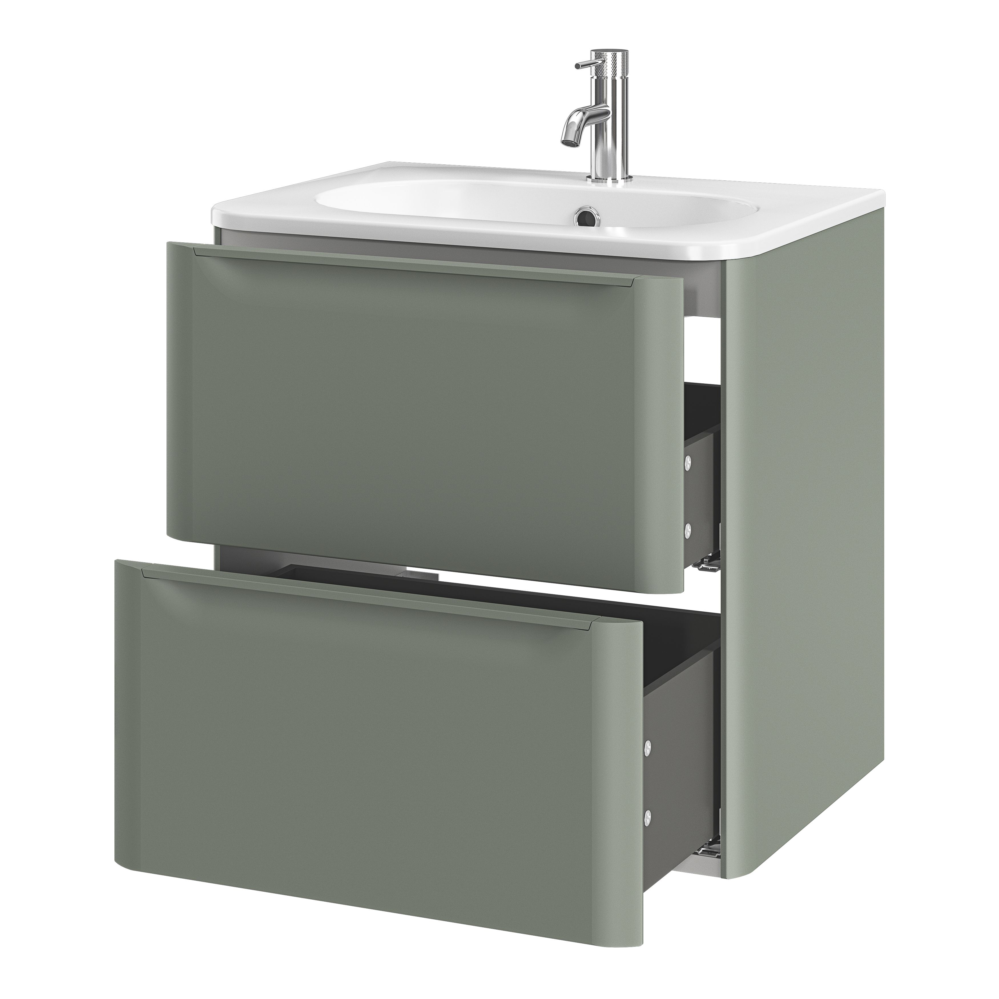 GoodHome Nevado Matt Green Wall-mounted Vanity unit & basin set (W ...