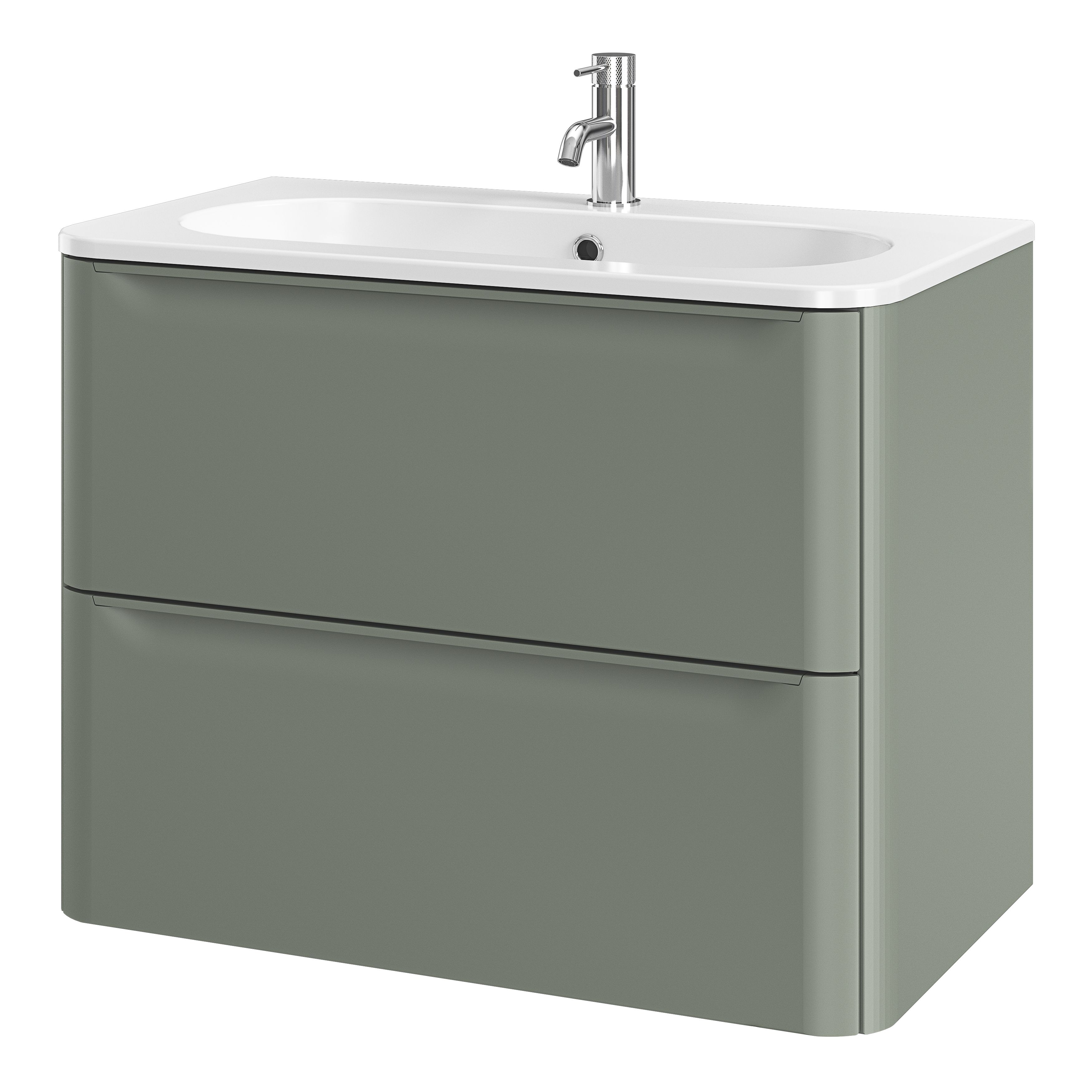 GoodHome Nevado Matt Green Wall-mounted Vanity unit & basin set (W ...