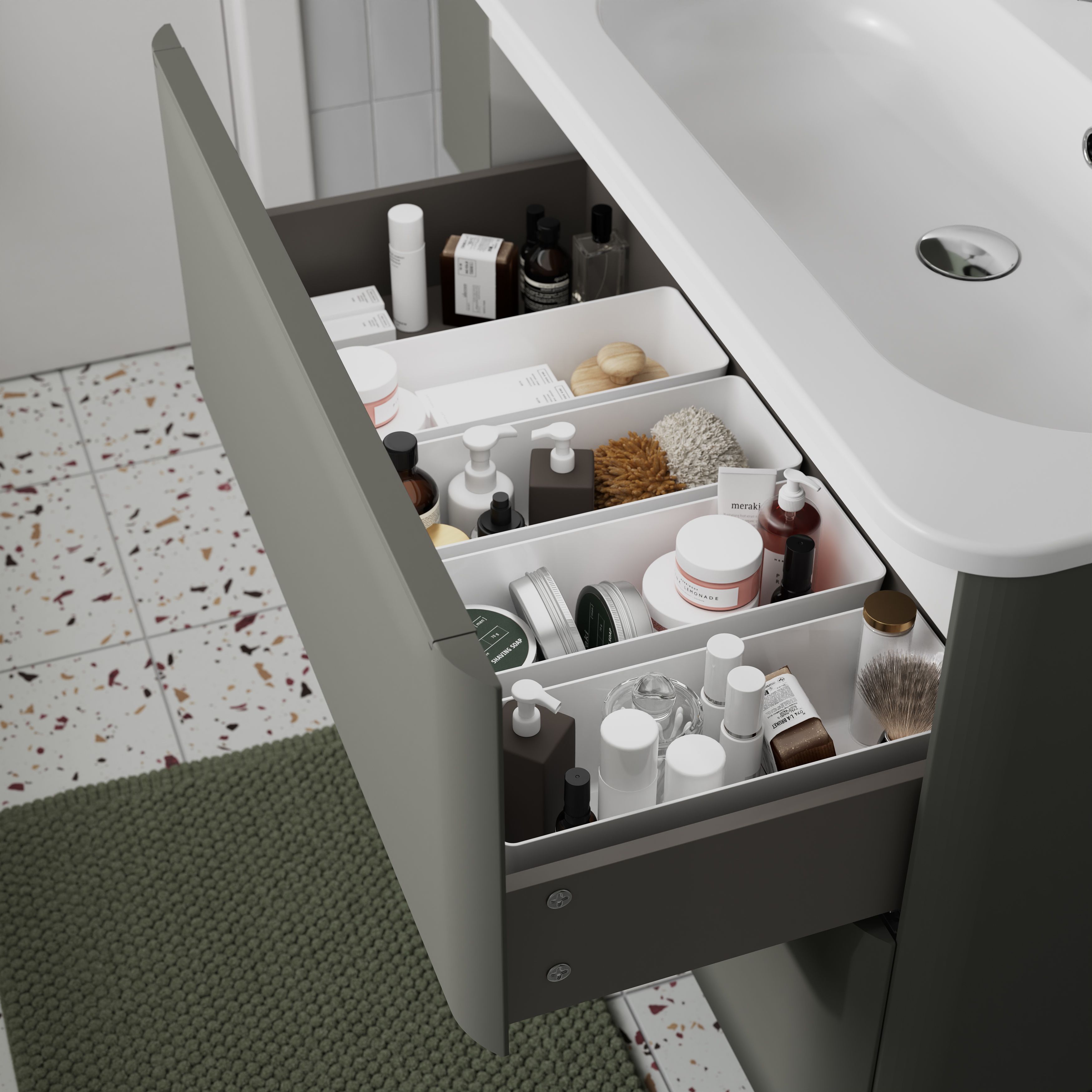 GoodHome Nevado Matt Green Wall-mounted Vanity unit & basin set (W ...