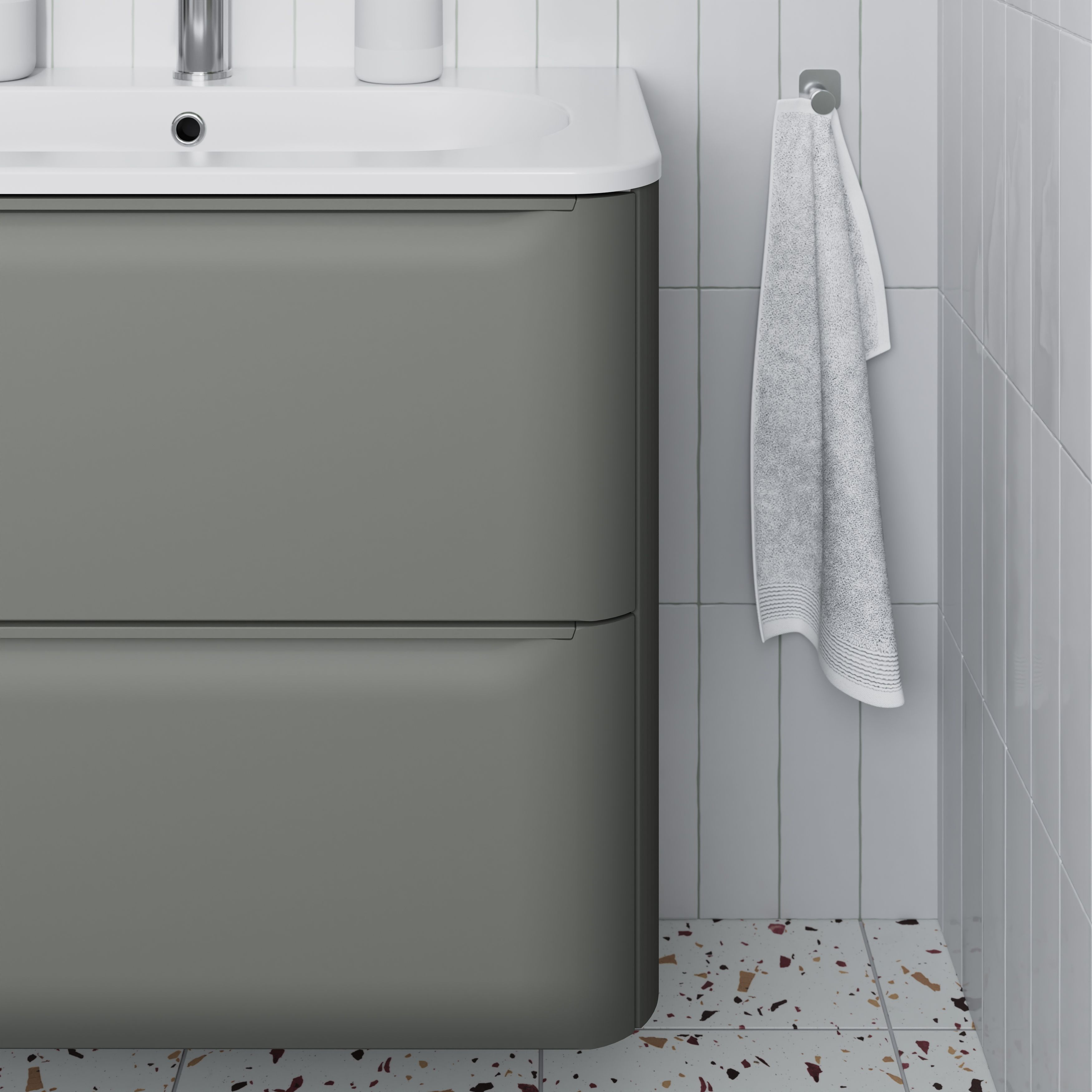 GoodHome Nevado Matt Green Wall-mounted Vanity unit & basin set (W ...