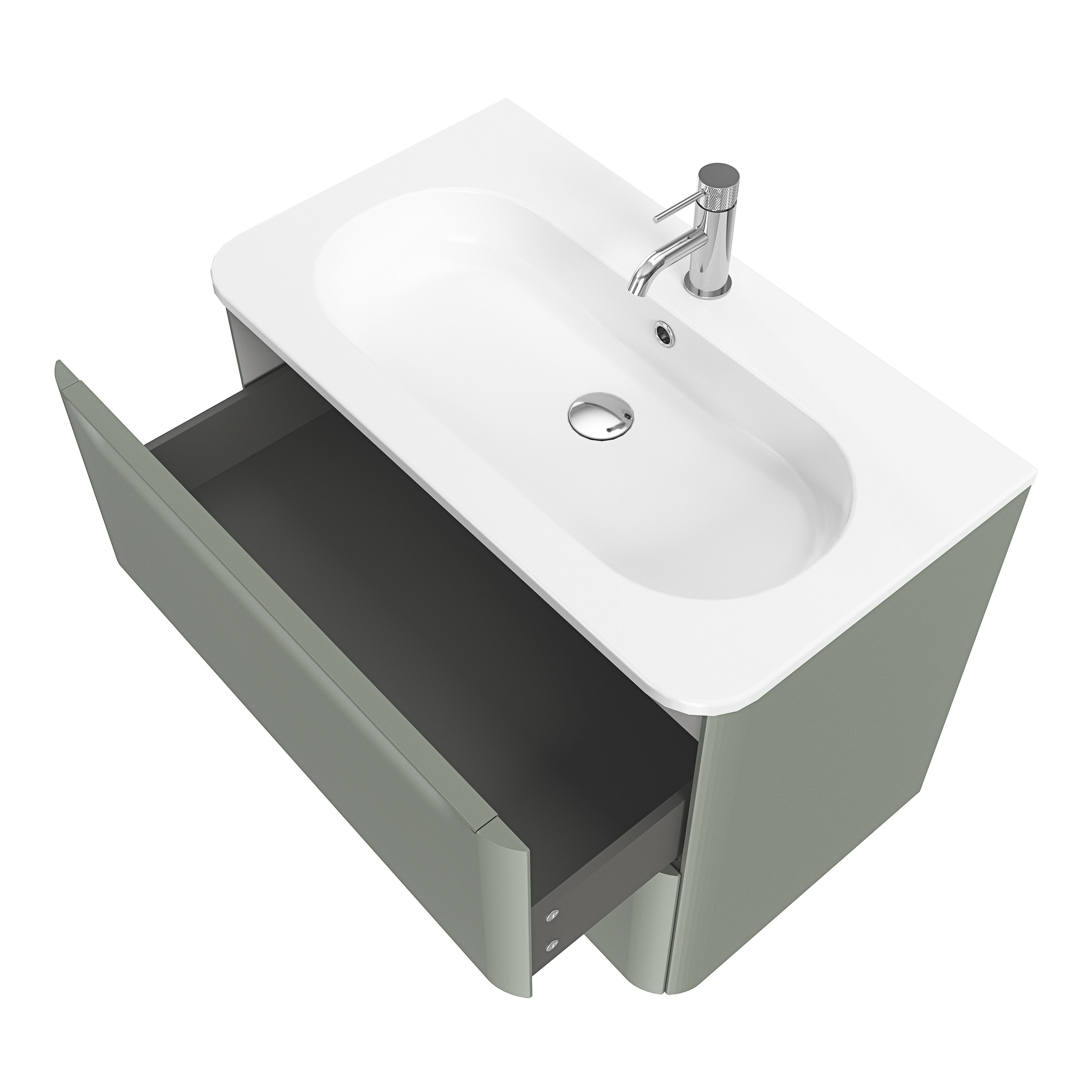 GoodHome Nevado Matt Green Wall-mounted Vanity unit & basin set (W ...