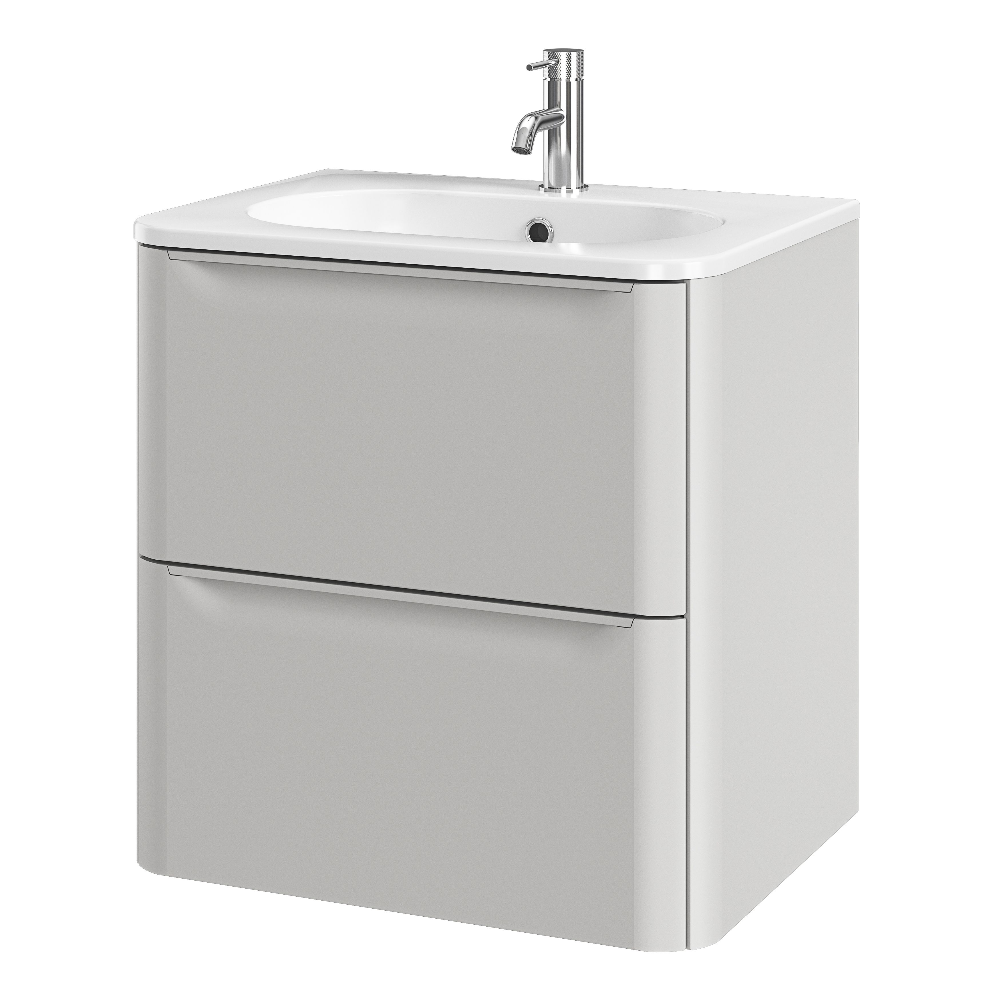 GoodHome Nevado Matt Grey Wall-mounted Vanity unit & basin set (W)600mm ...