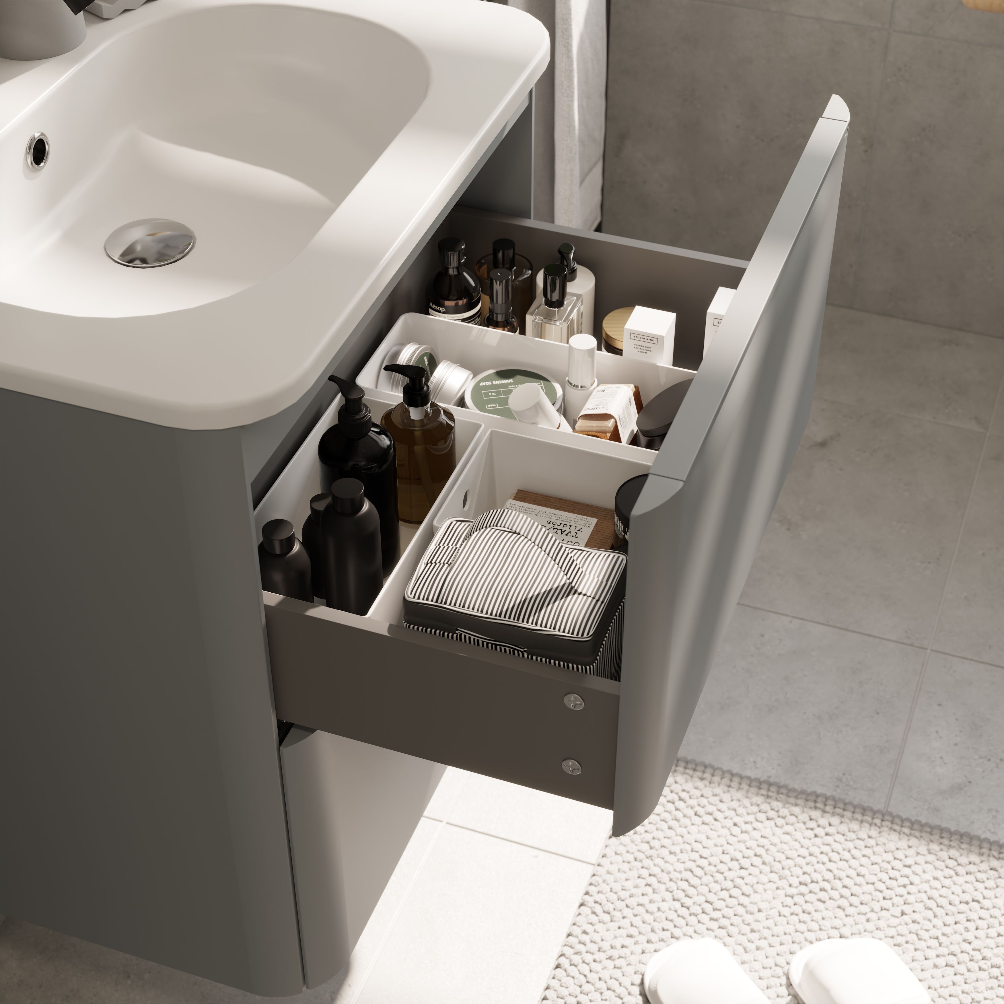 GoodHome Nevado Matt Grey Wall-mounted Vanity unit & basin set (W)600mm ...