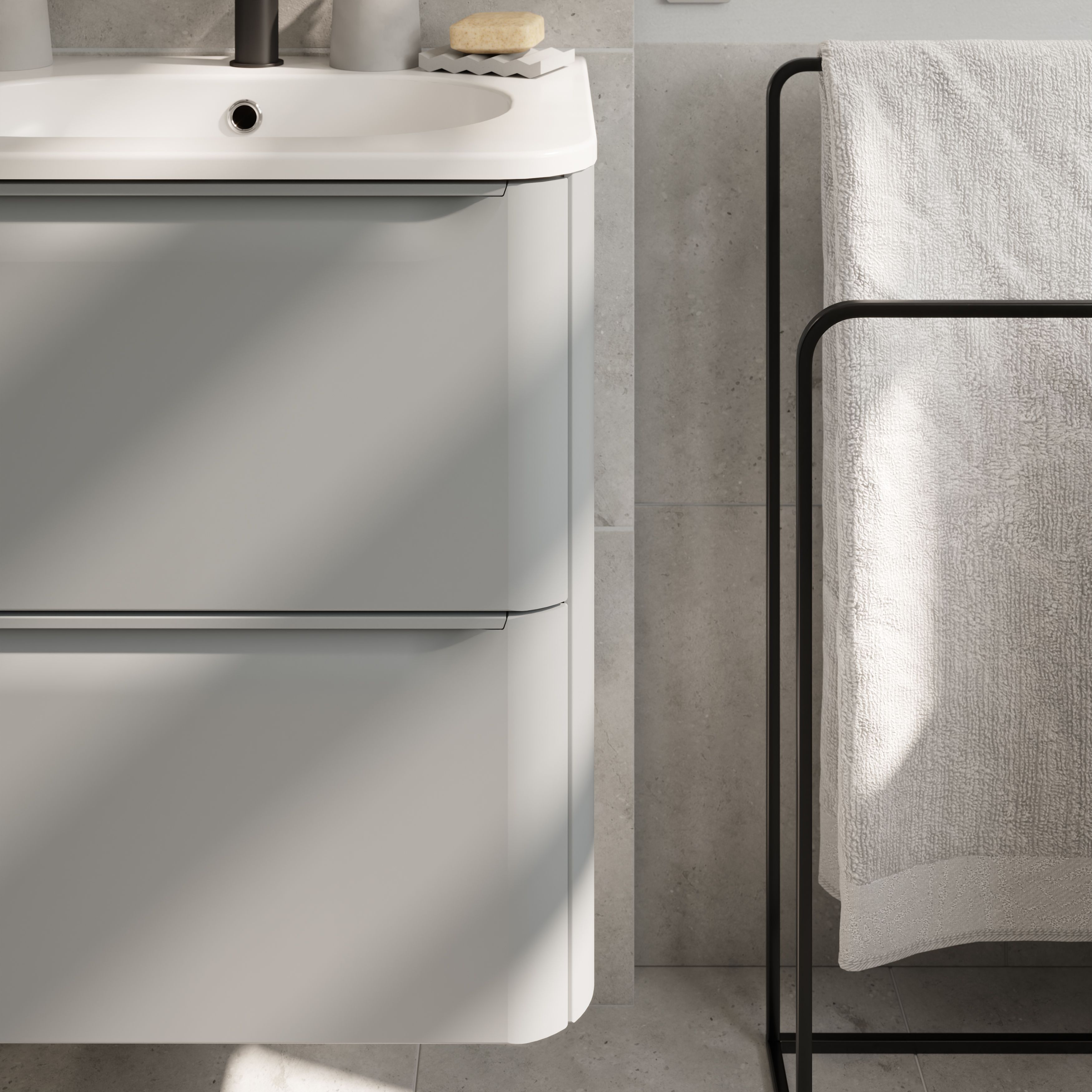 GoodHome Nevado Matt Grey Wall-mounted Vanity unit & basin set (W)600mm ...