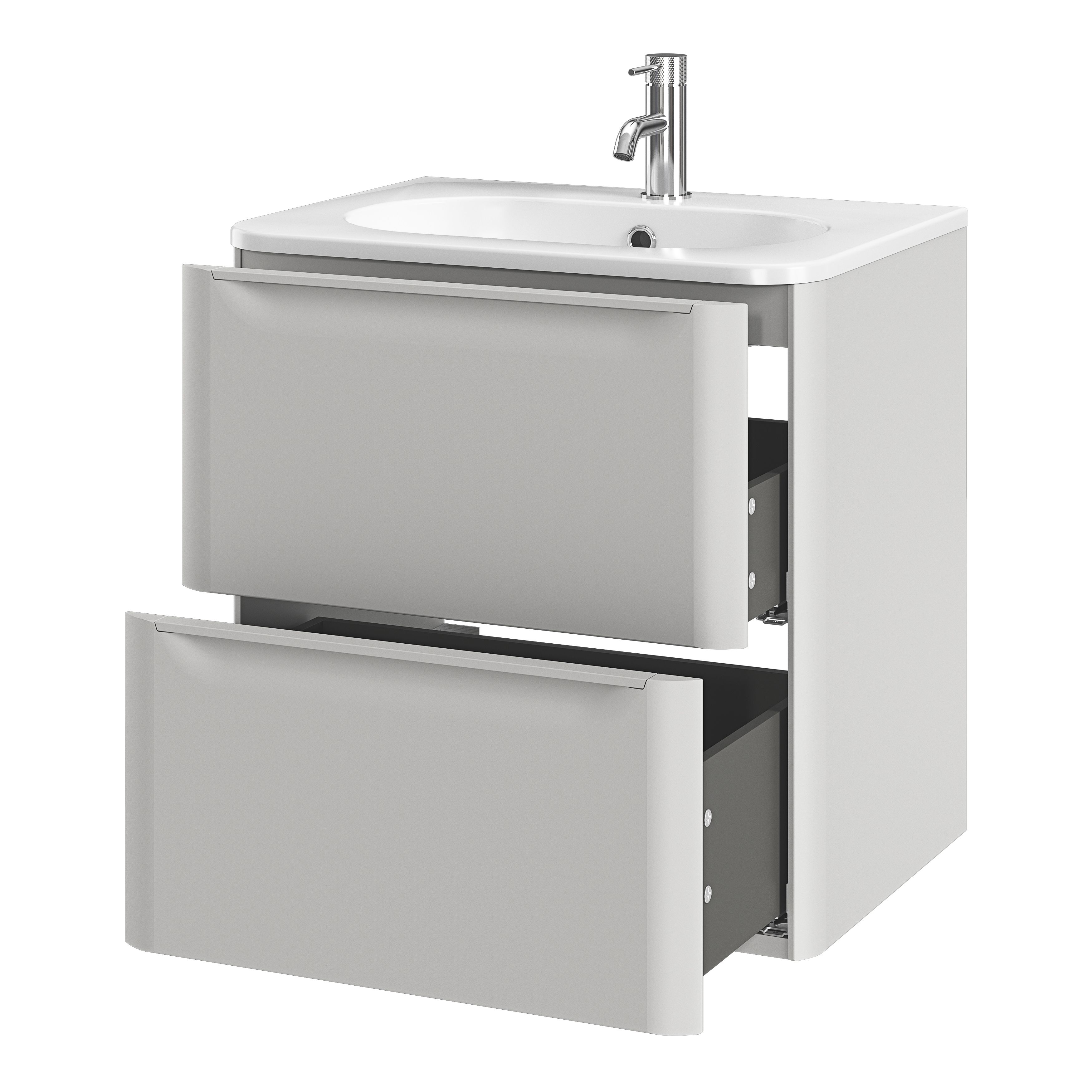 GoodHome Nevado Matt Grey Wall-mounted Vanity unit & basin set (W)600mm ...