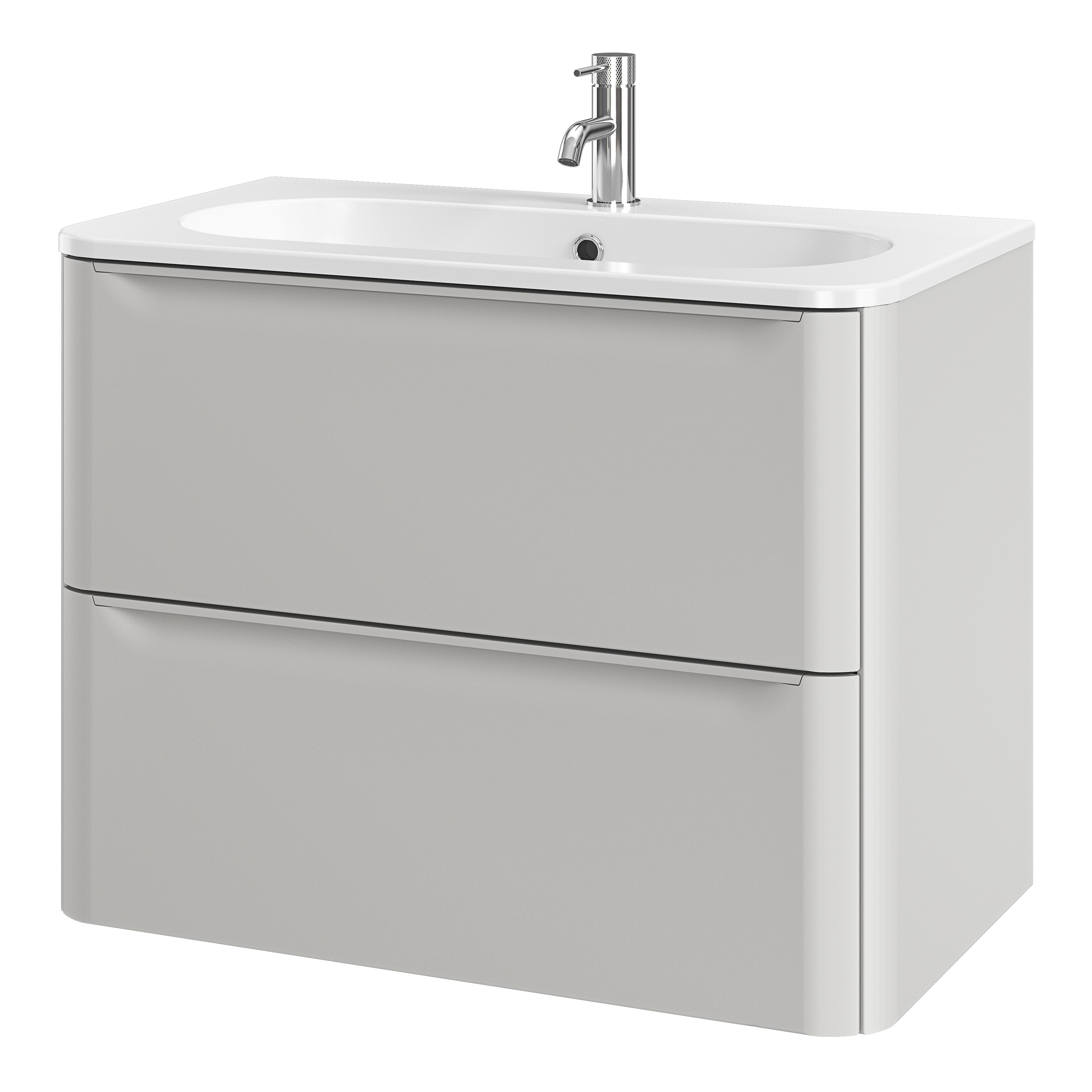 GoodHome Nevado Matt Grey Wall-mounted Vanity unit & basin set (W)800mm ...