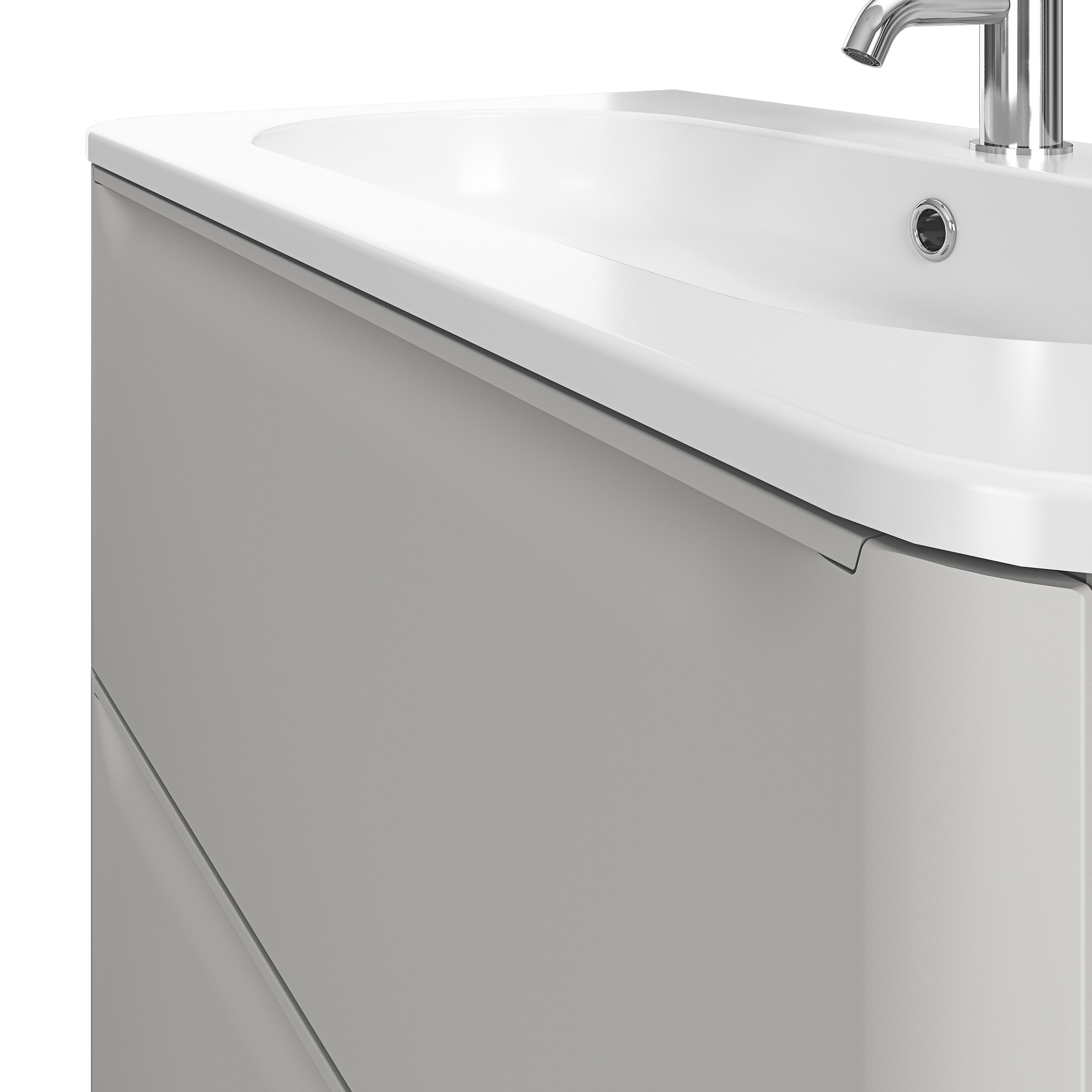 GoodHome Nevado Matt Grey Wall-mounted Vanity unit & basin set (W)800mm ...
