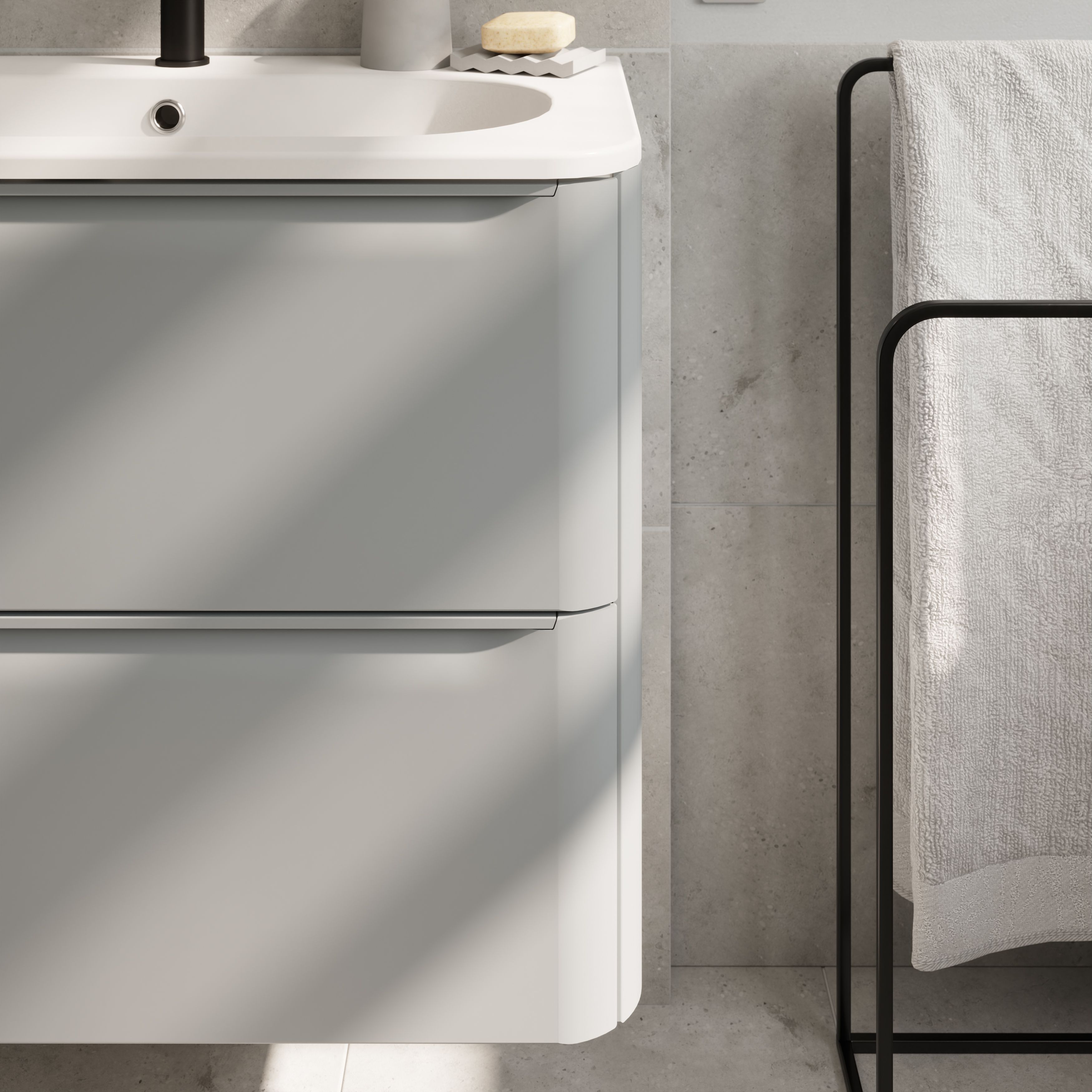 GoodHome Nevado Matt Grey Wall-mounted Vanity unit & basin set (W)800mm ...