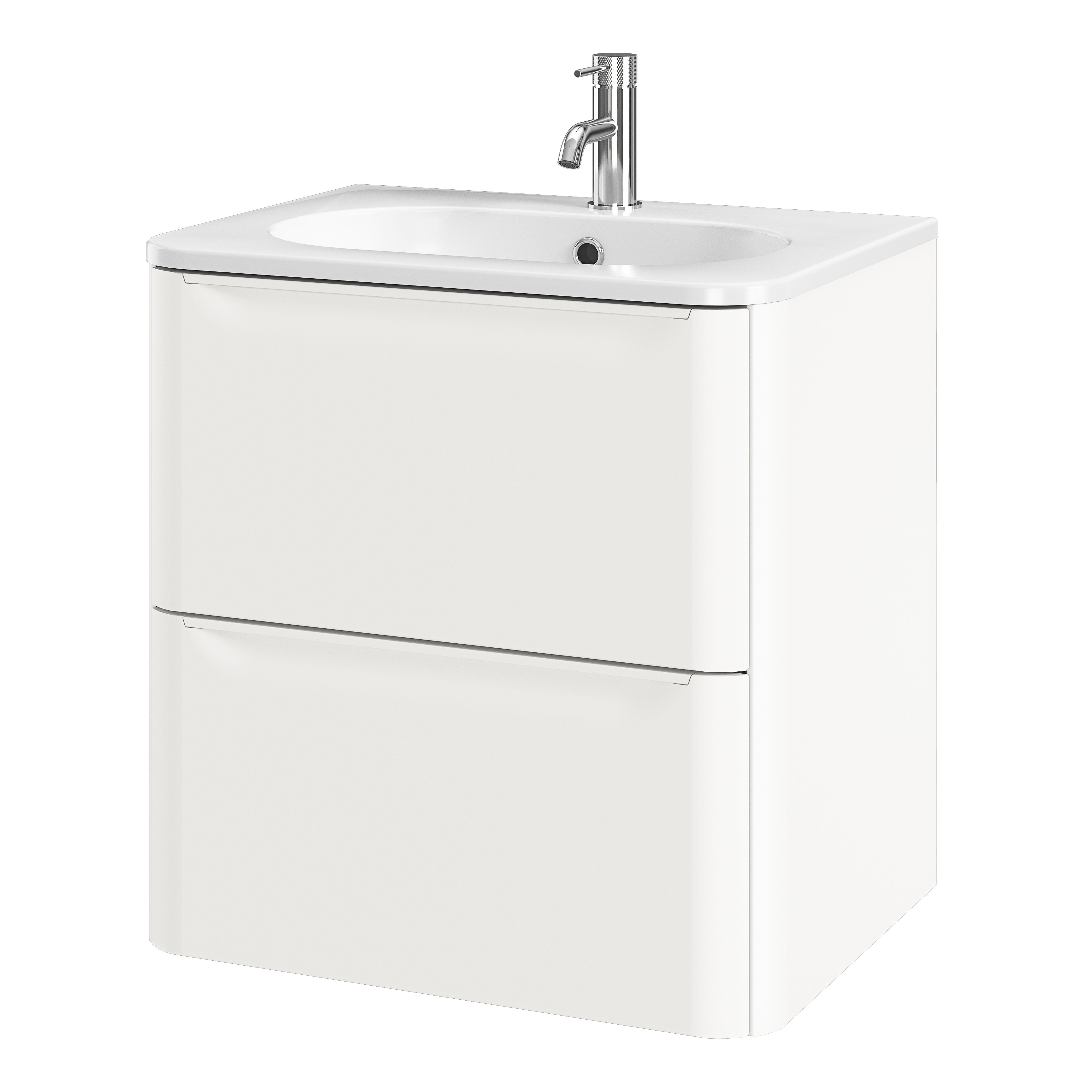 GoodHome Nevado Matt White Wall-mounted Vanity unit & basin set (W ...