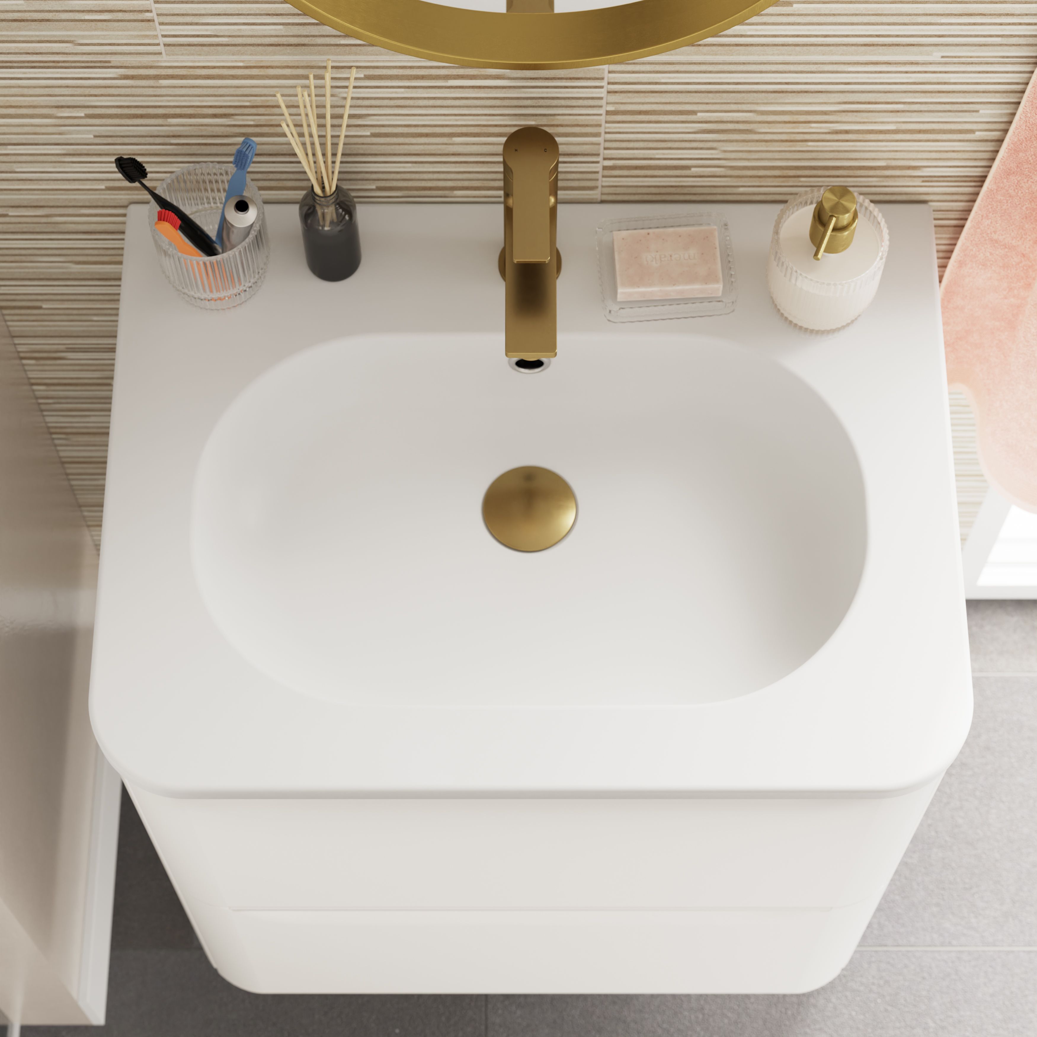 GoodHome Nevado Matt White Wall-mounted Vanity unit & basin set (W ...