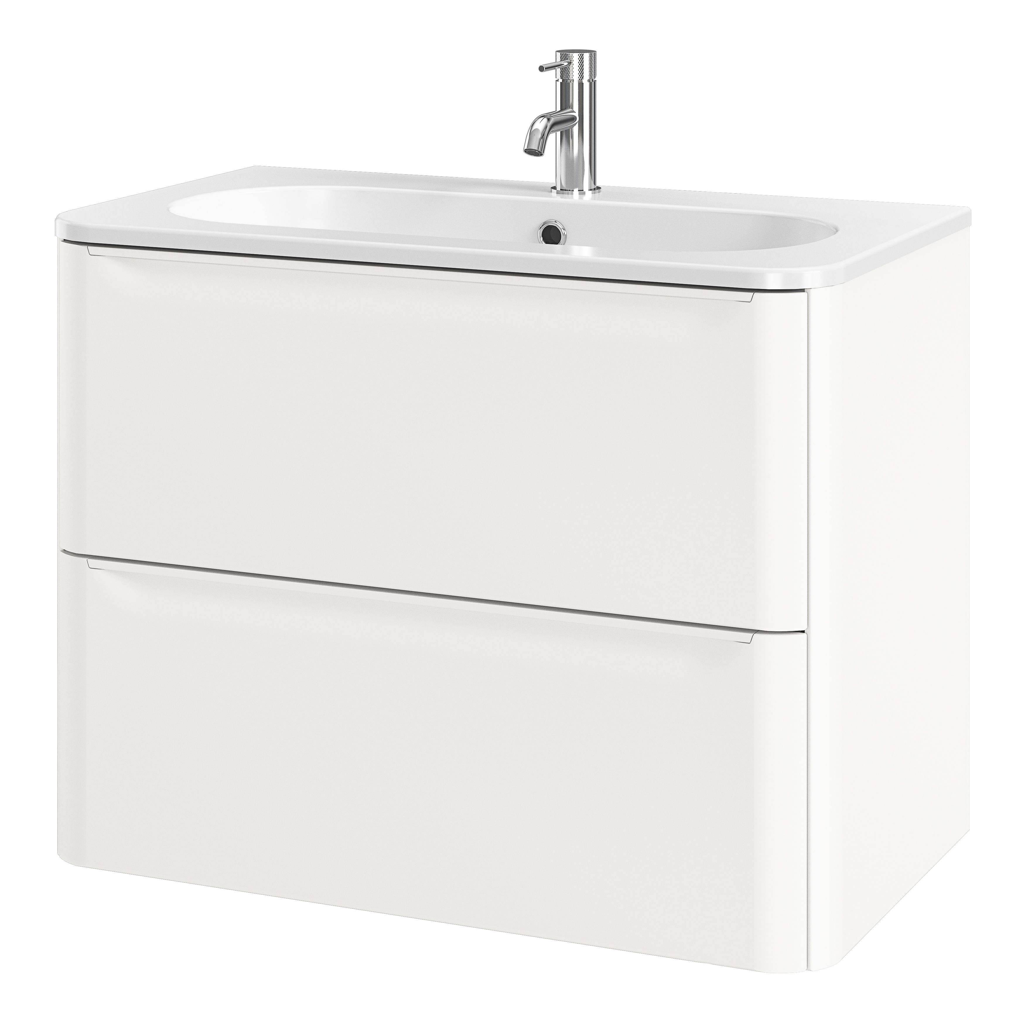 GoodHome Nevado Matt White Wall-mounted Vanity unit & basin set (W ...