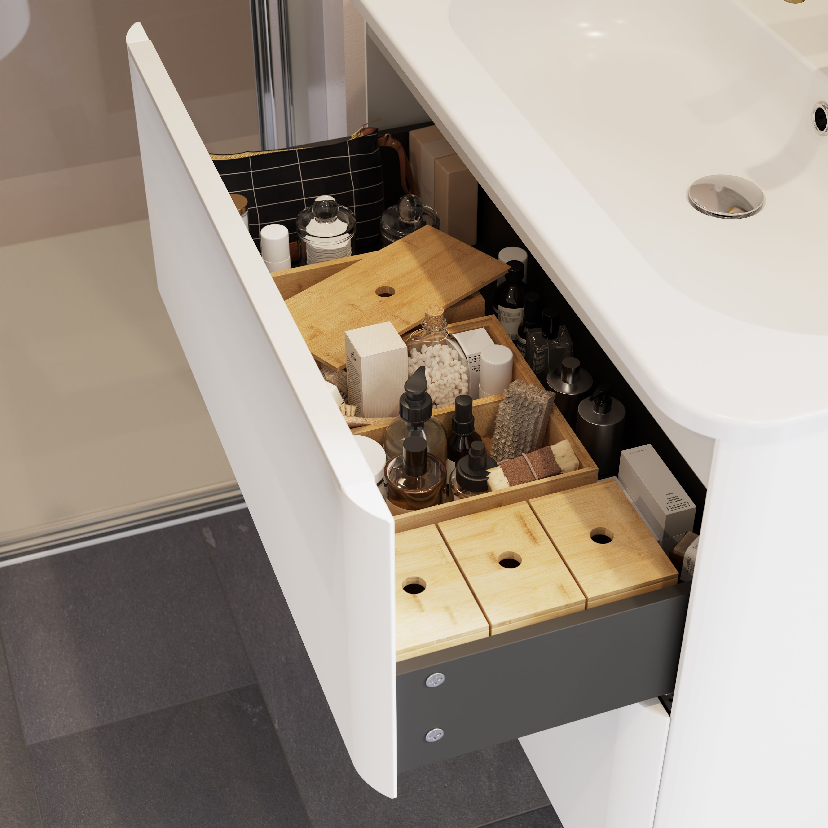 GoodHome Nevado Matt White Wall-mounted Vanity unit & basin set (W ...