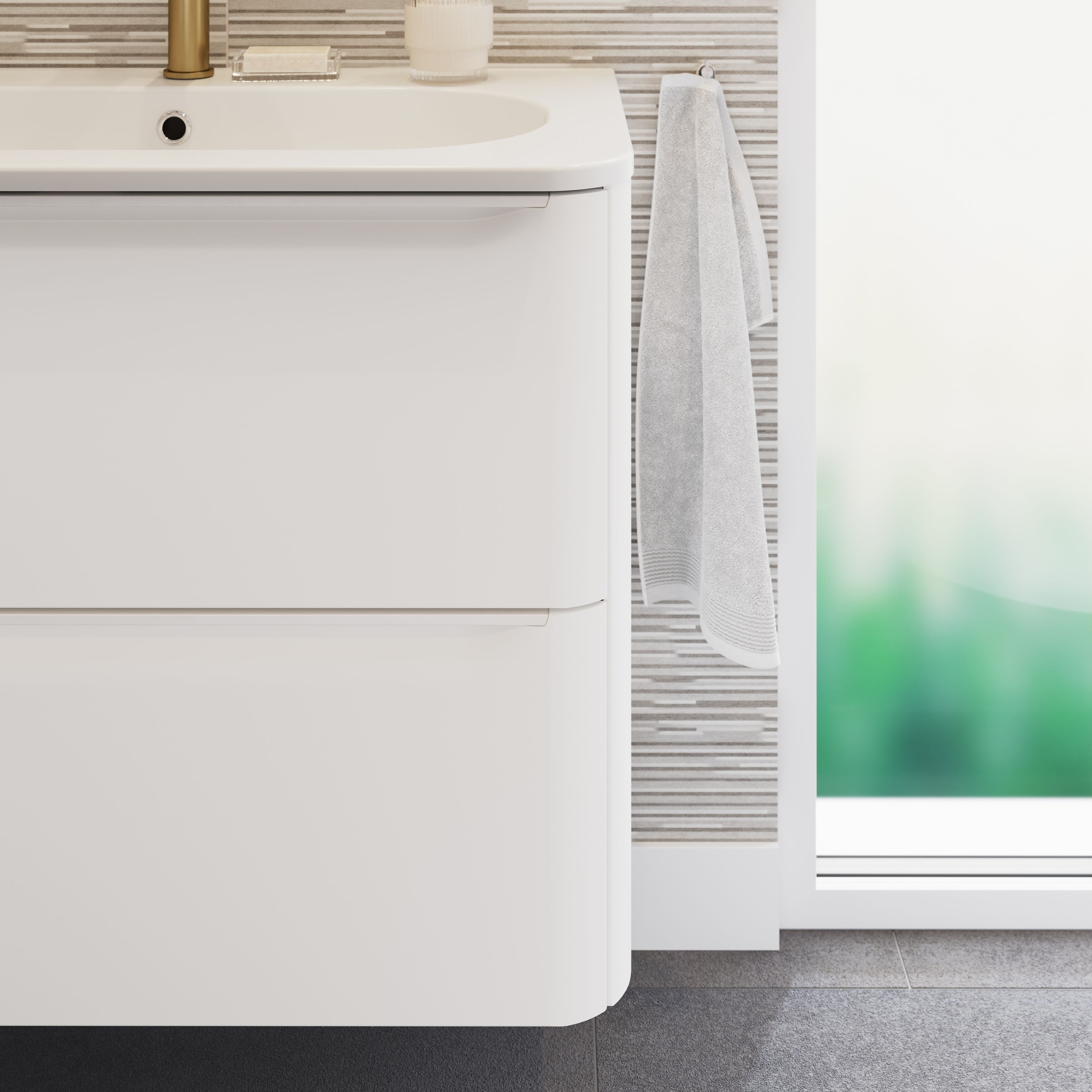 GoodHome Nevado Matt White Wall-mounted Vanity unit & basin set (W ...