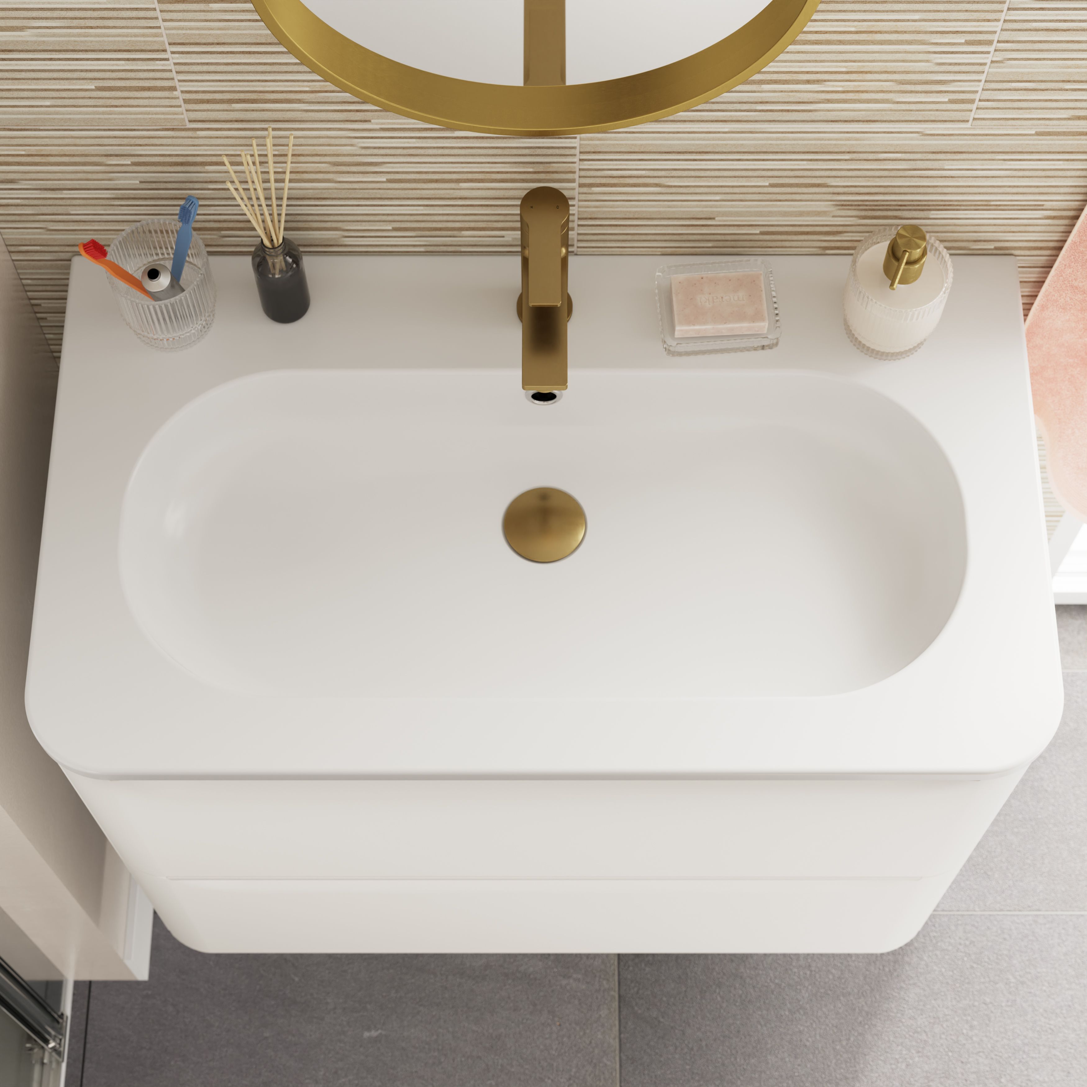 GoodHome Nevado Matt White Wall-mounted Vanity unit & basin set (W ...