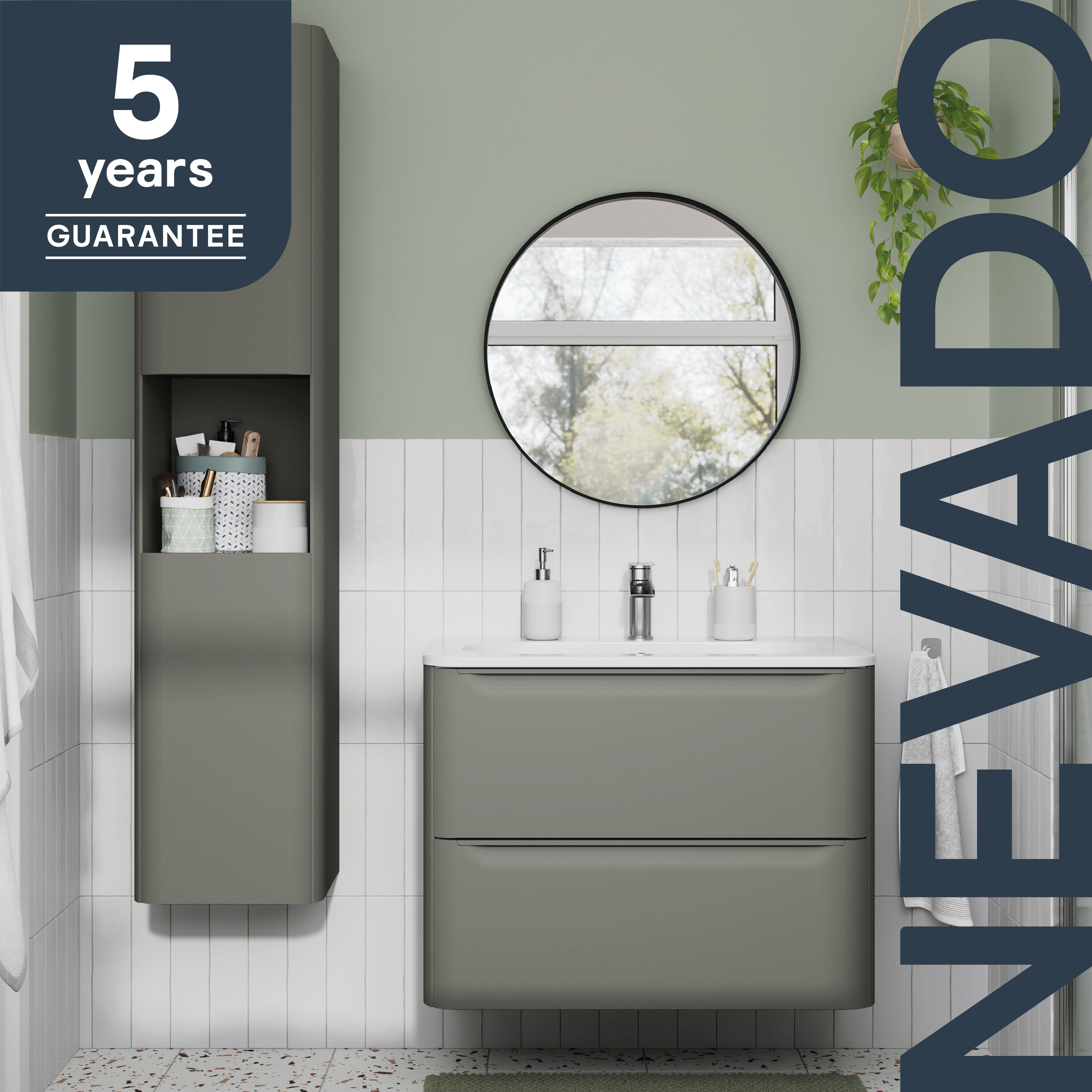 GoodHome Nevado Standard Matt Green Wall-mounted Bathroom Vanity unit ...