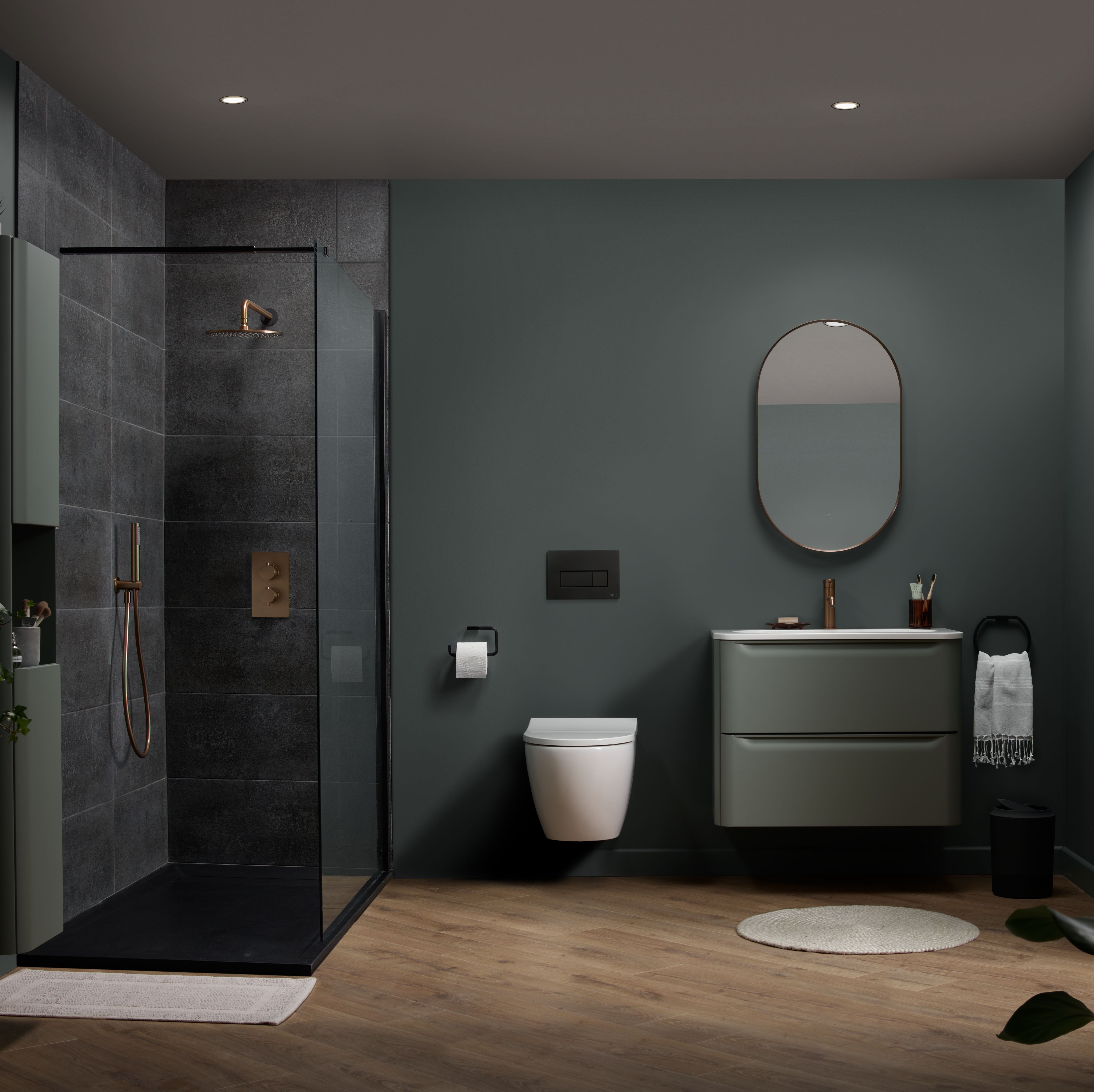 GoodHome Nevado Standard Matt Green Wall-mounted Bathroom Vanity unit ...