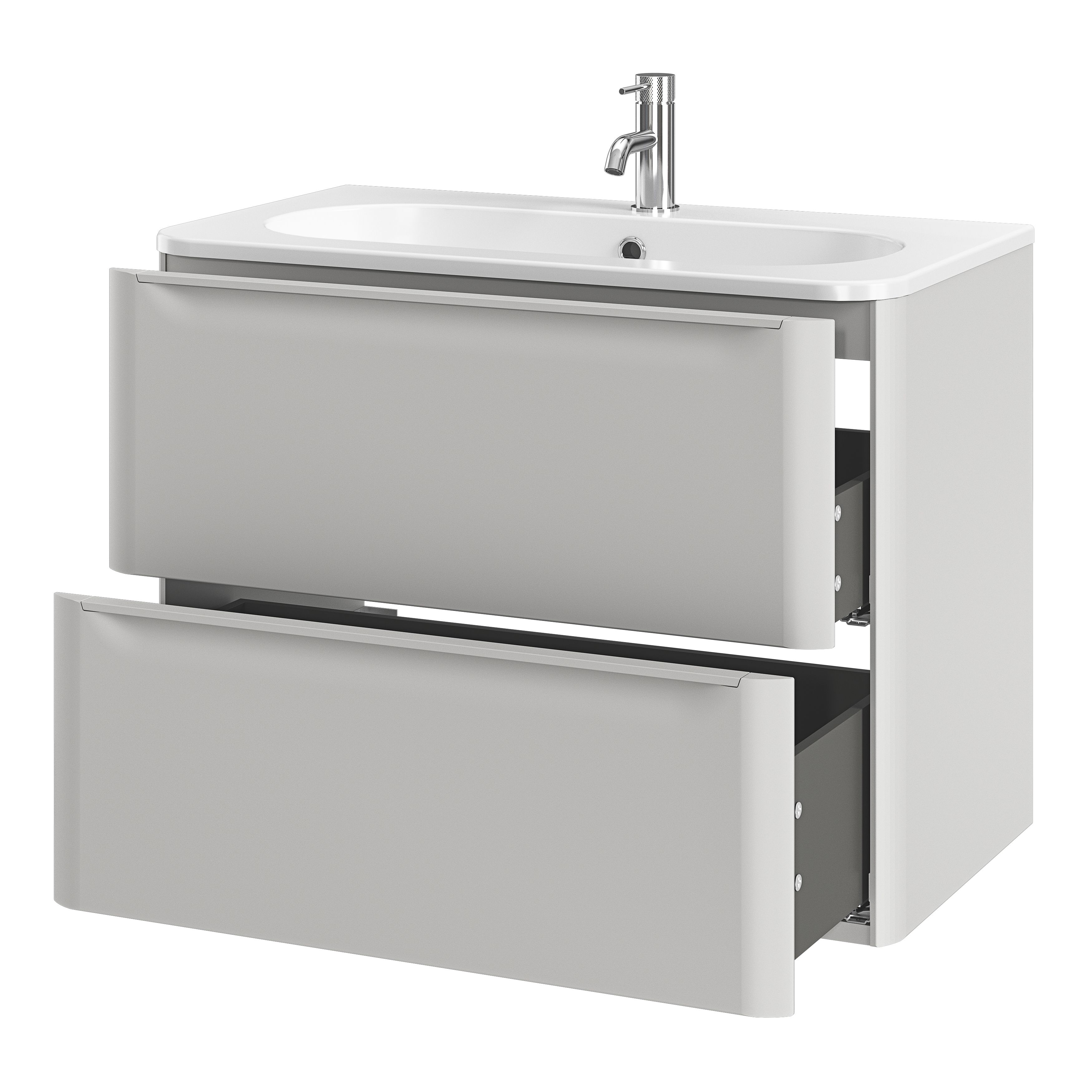 GoodHome Nevado Standard Matt Grey Wall-mounted Bathroom Vanity unit (H ...