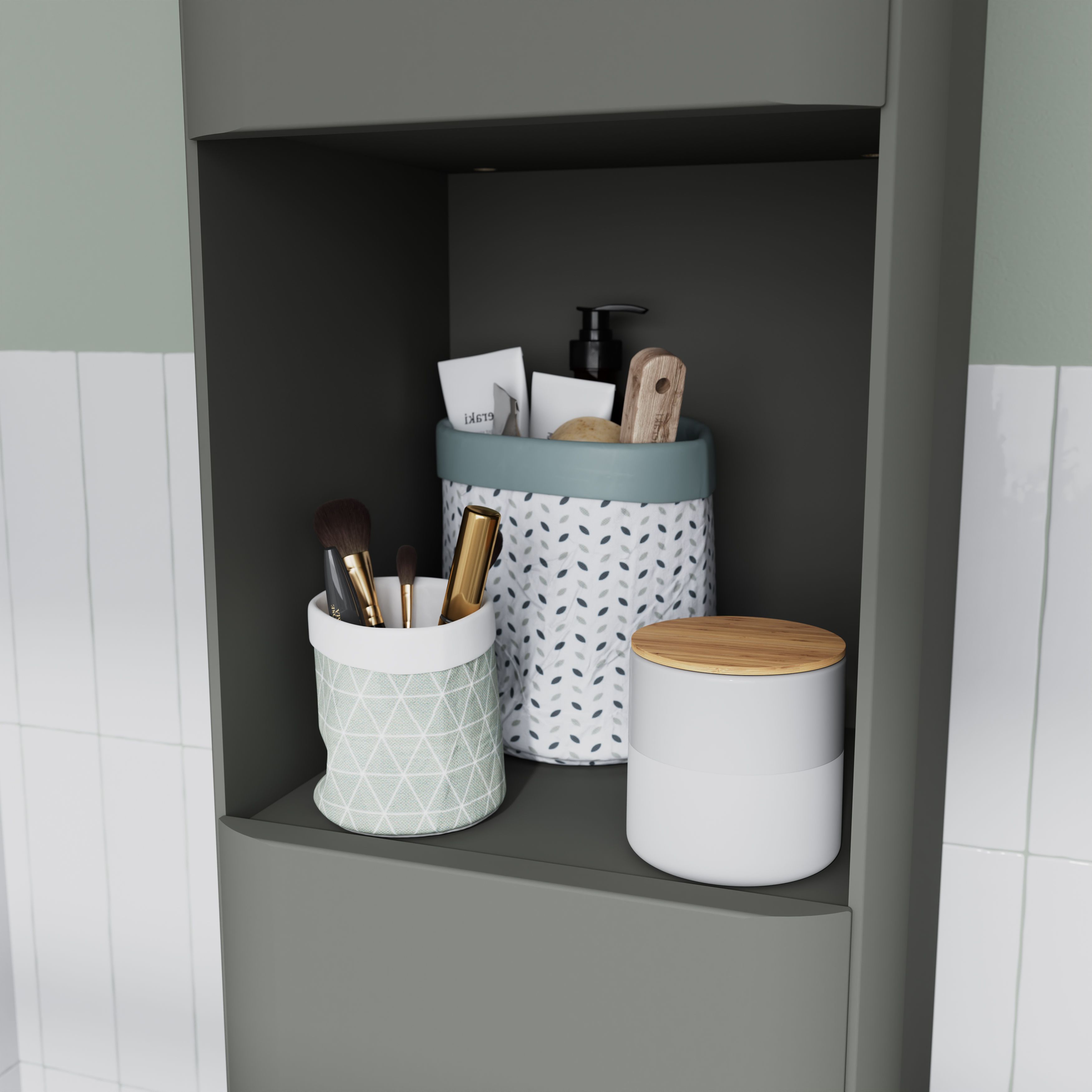 GoodHome Nevado Tall Matt Green Bathroom Double Column cabinet (H)160cm ...