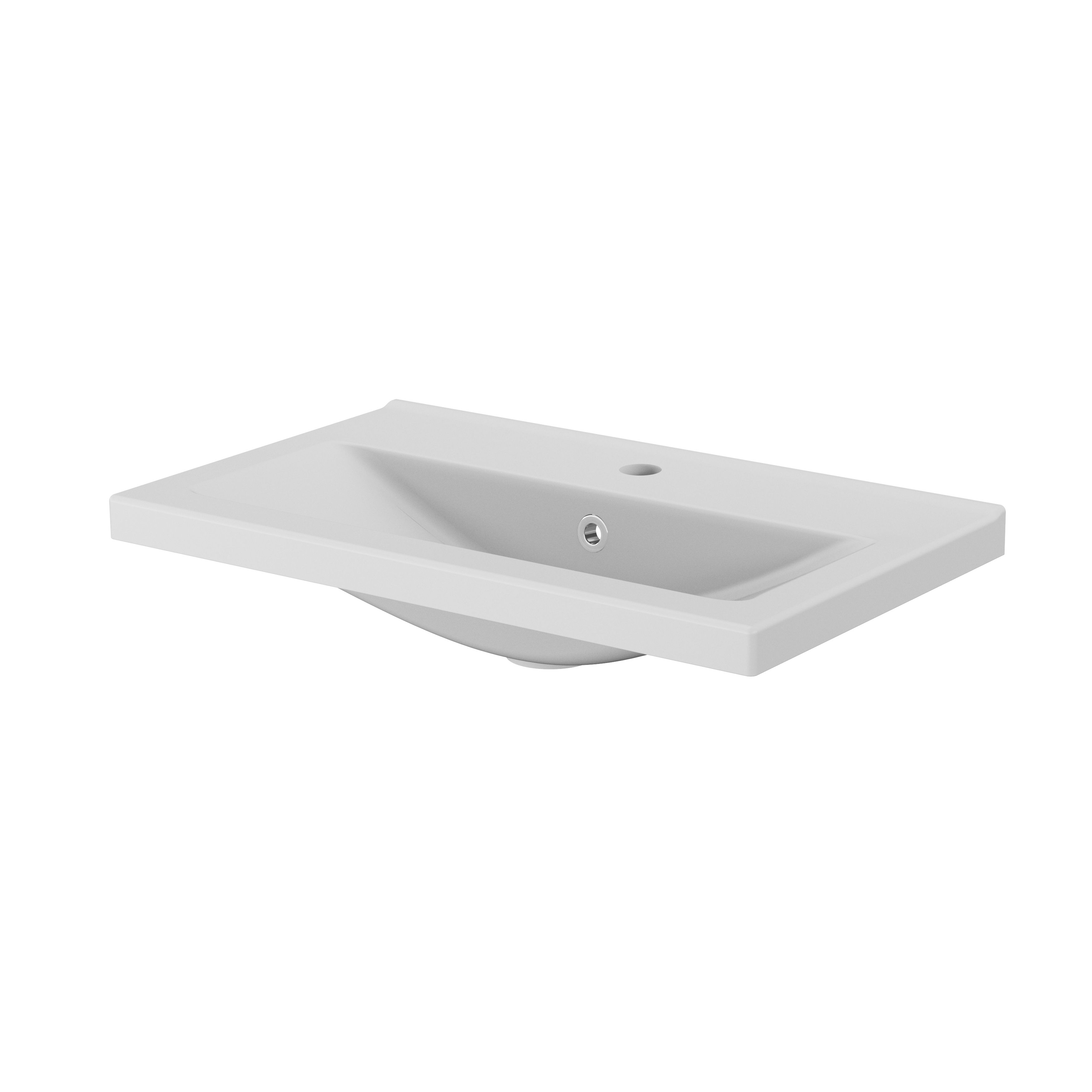 GoodHome Nira White Rectangular Counter-mounted Vanity Basin (W)60.4cm ...