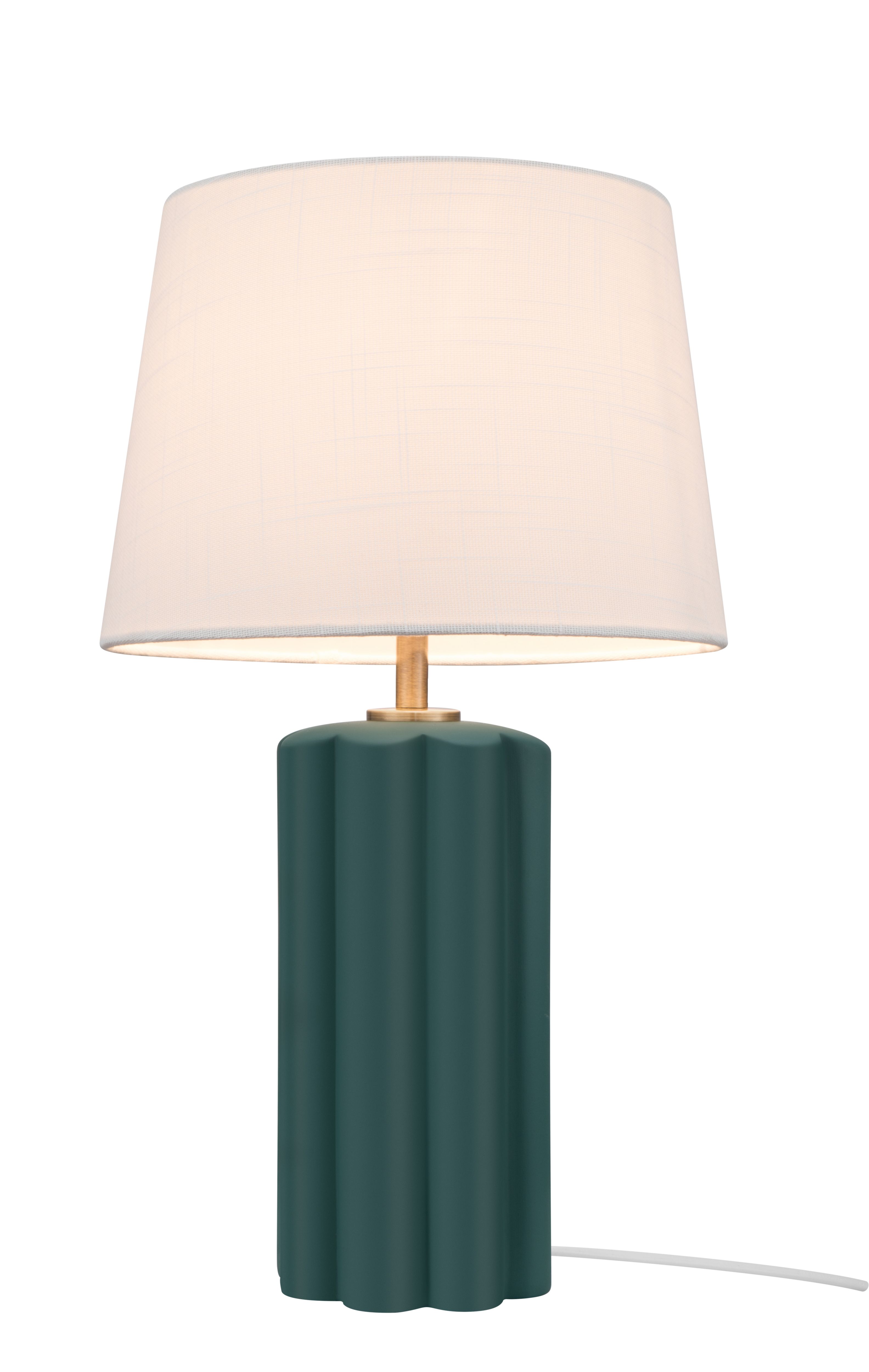 GoodHome Nuneaton Green & white Antique brass effect Straight Table lamp