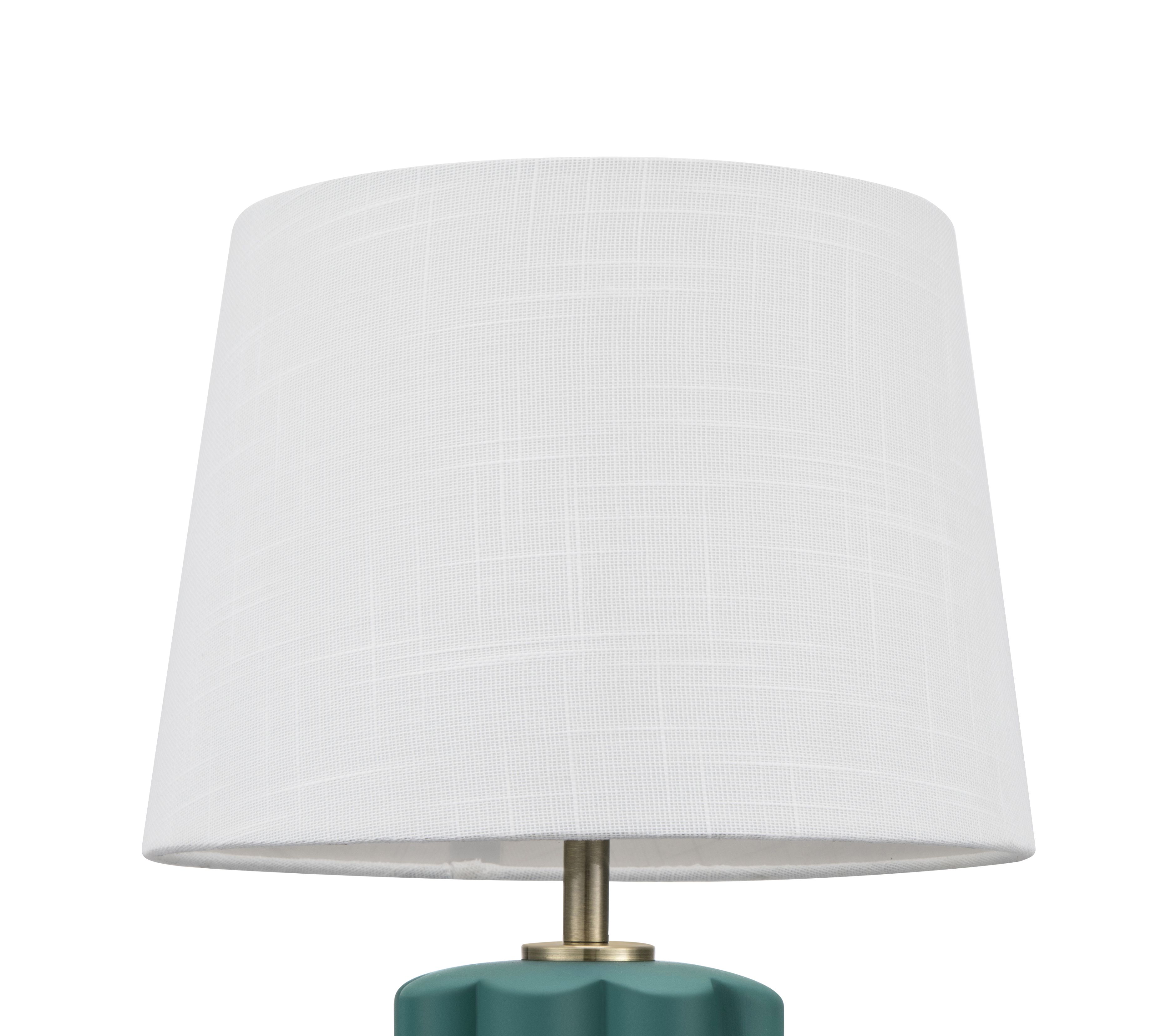 GoodHome Nuneaton Green & white Antique brass effect Straight Table lamp