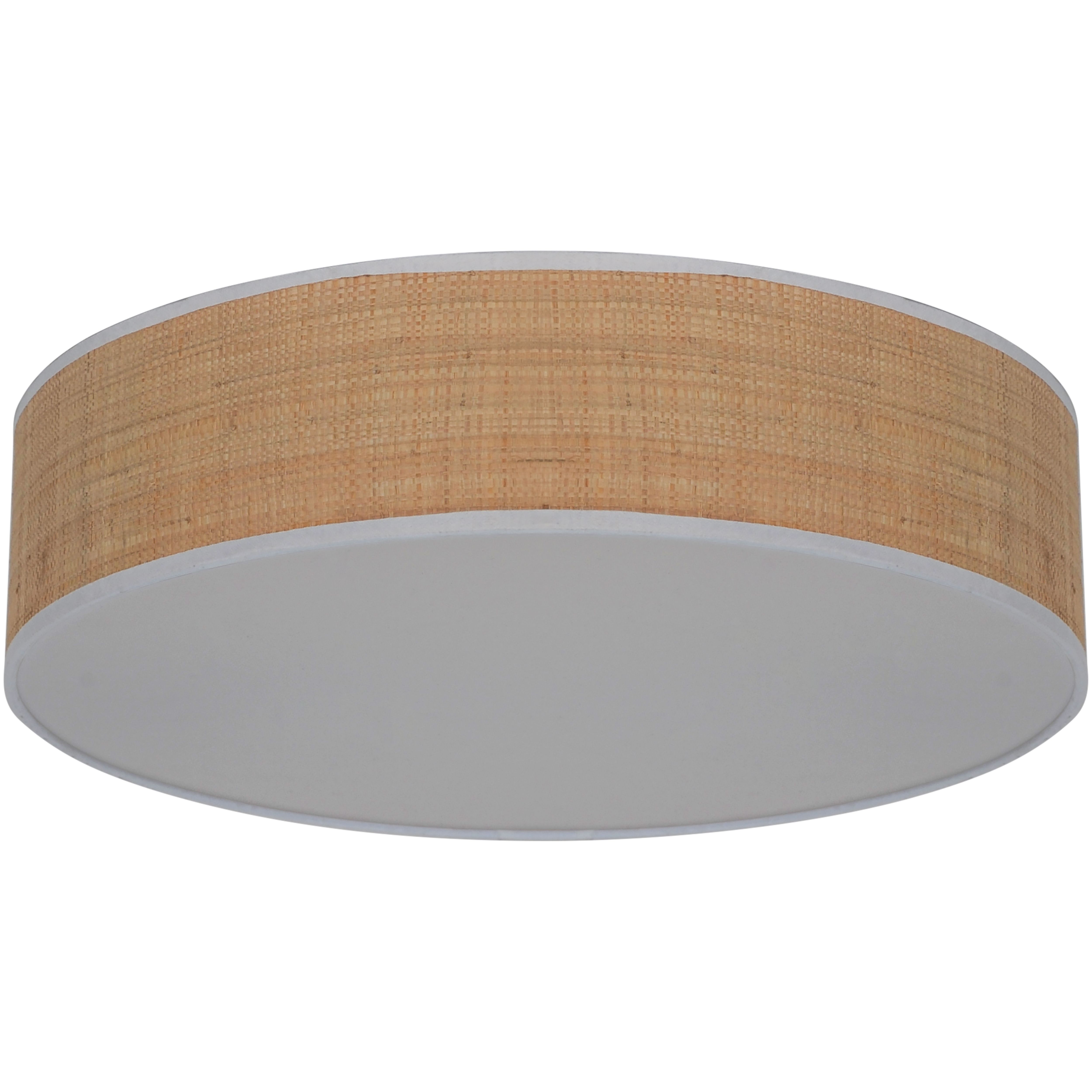 GoodHome Oilbird Round Metal & straw Natural & White Frosted effect 2 ...