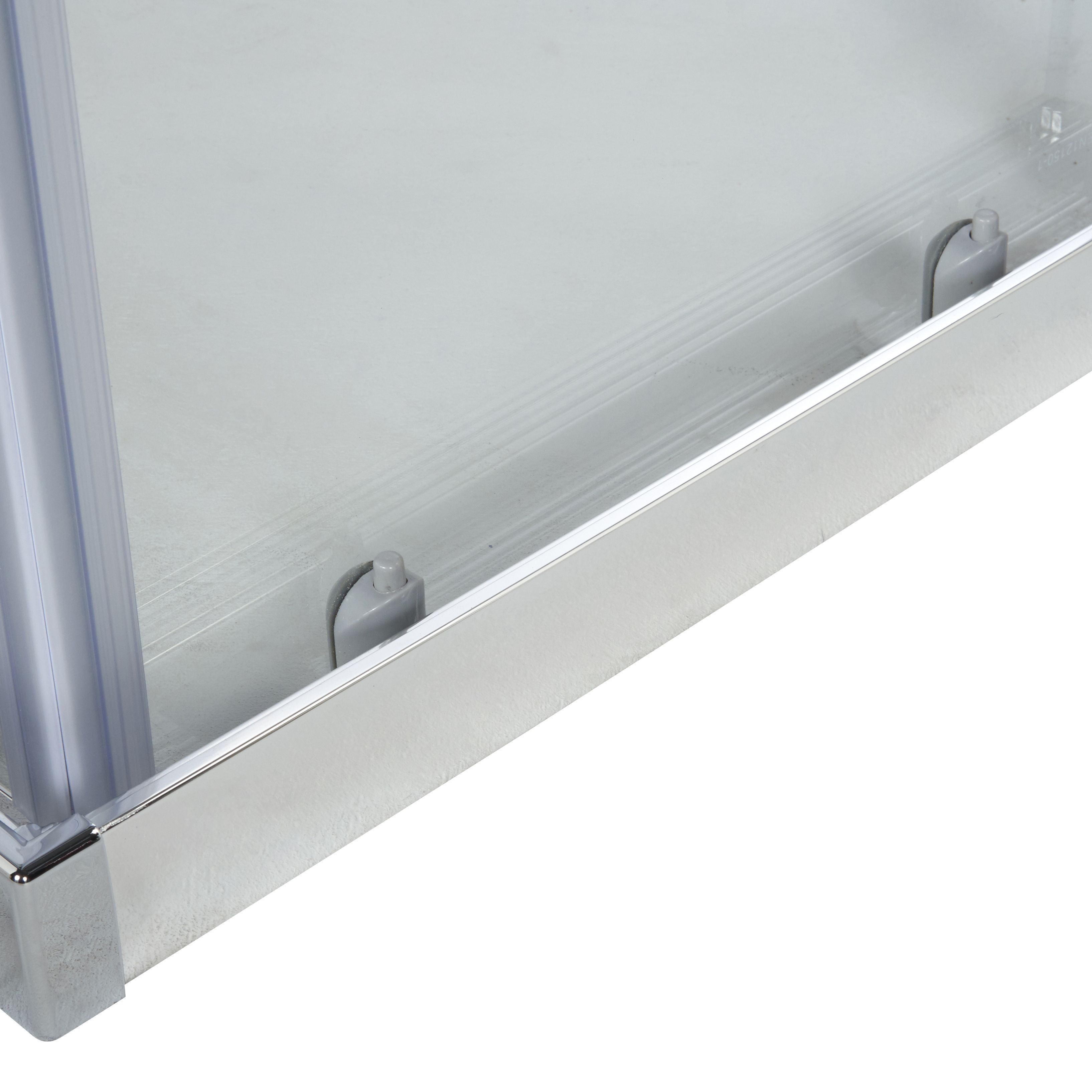 GoodHome Onega Silver effect Clear Square Shower Enclosure & tray ...