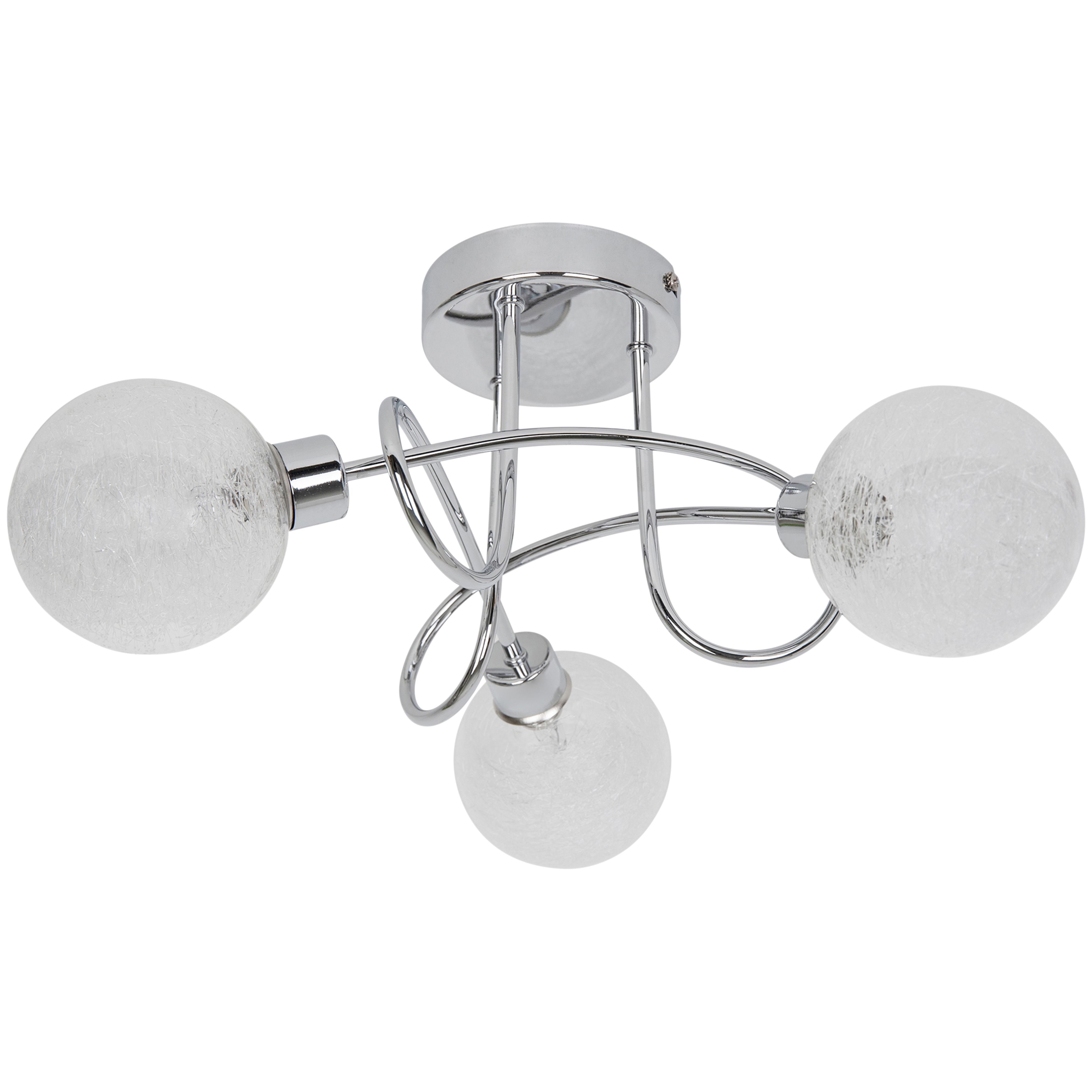 GoodHome Onnes Plate Glass & metal Chrome 3 Lamp LED Ceiling light