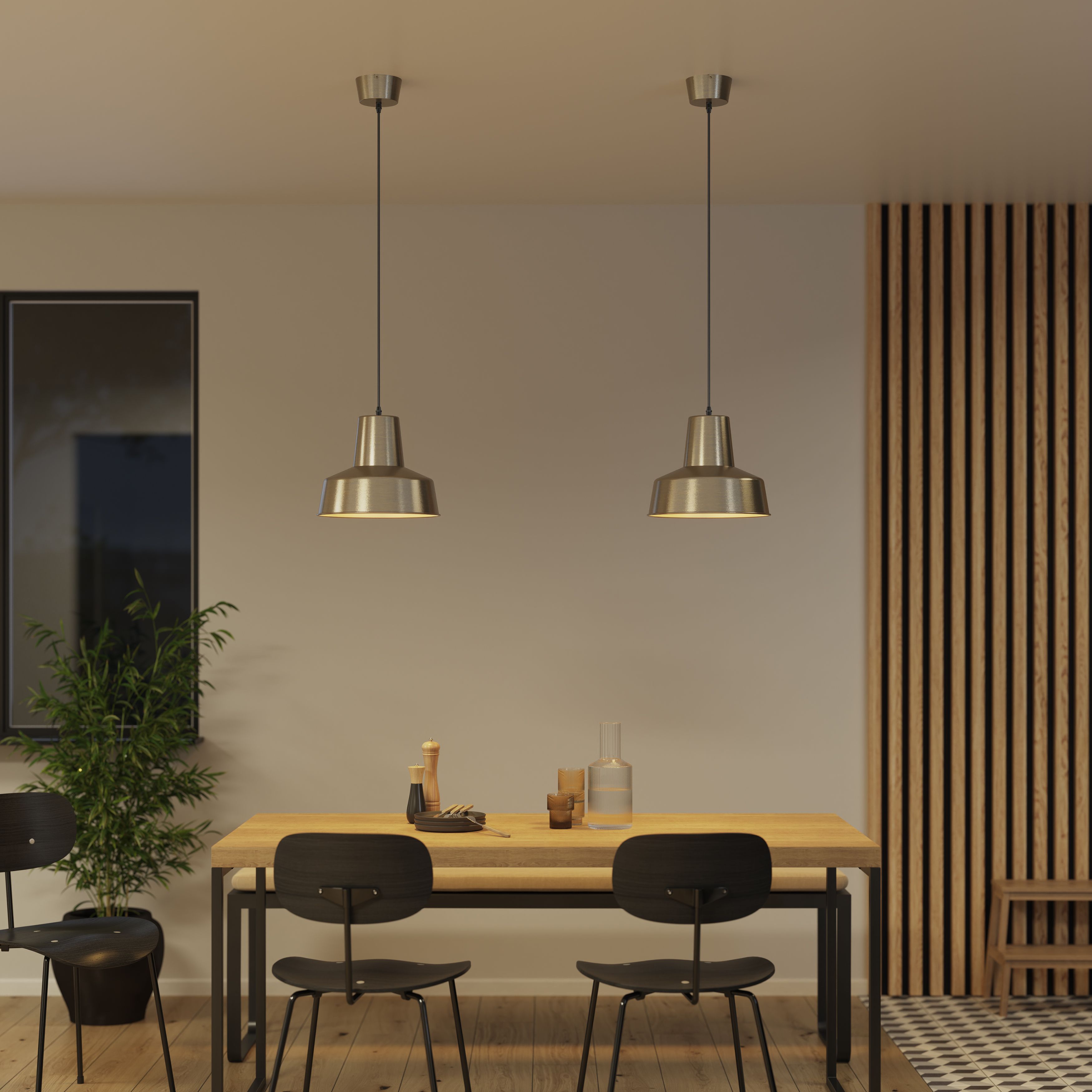 GoodHome Orous Geometric Satin Pewter effect LED Pendant ceiling light ...