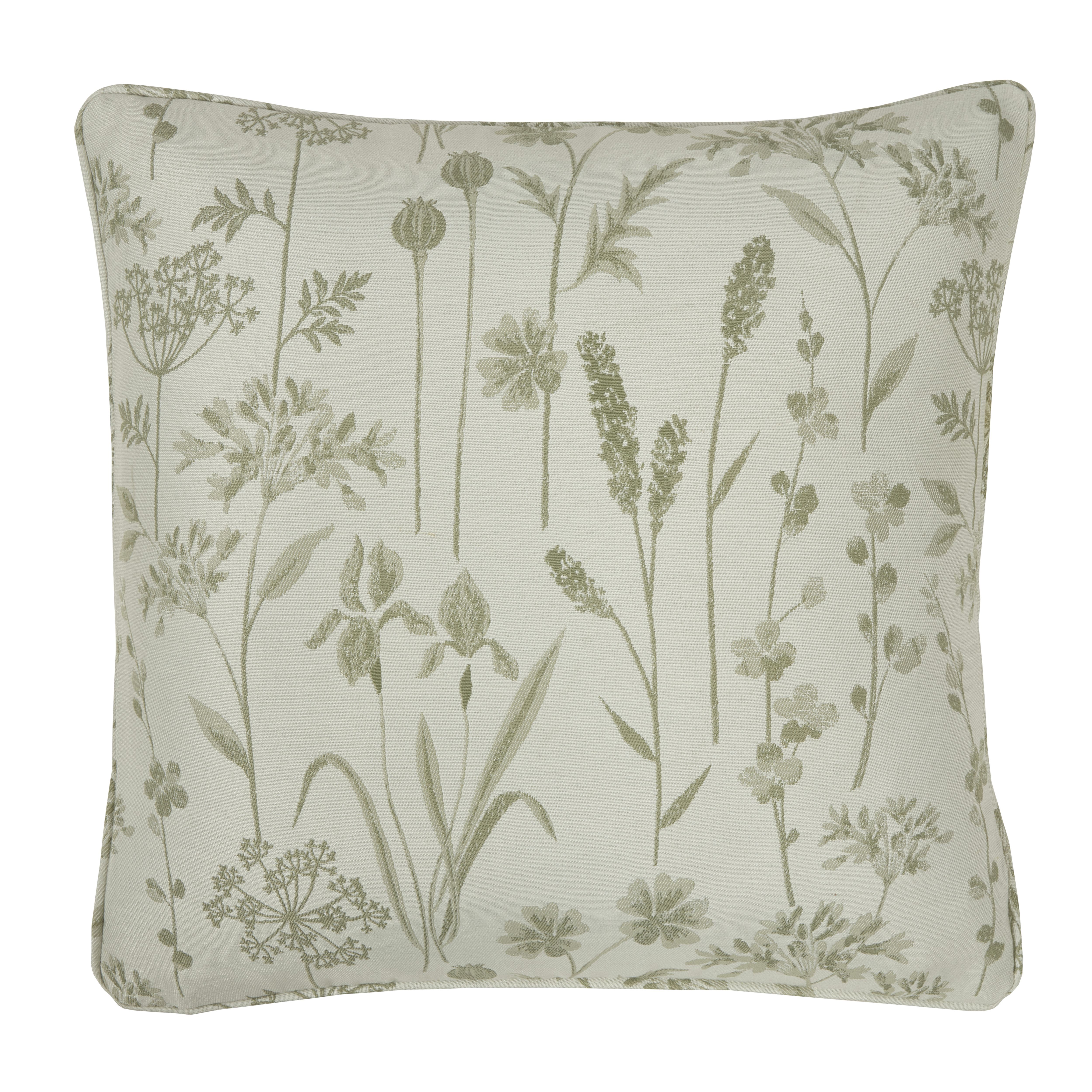 GoodHome Otema Light green Floral Indoor Cushion (L)43cm x (W)43cm ...