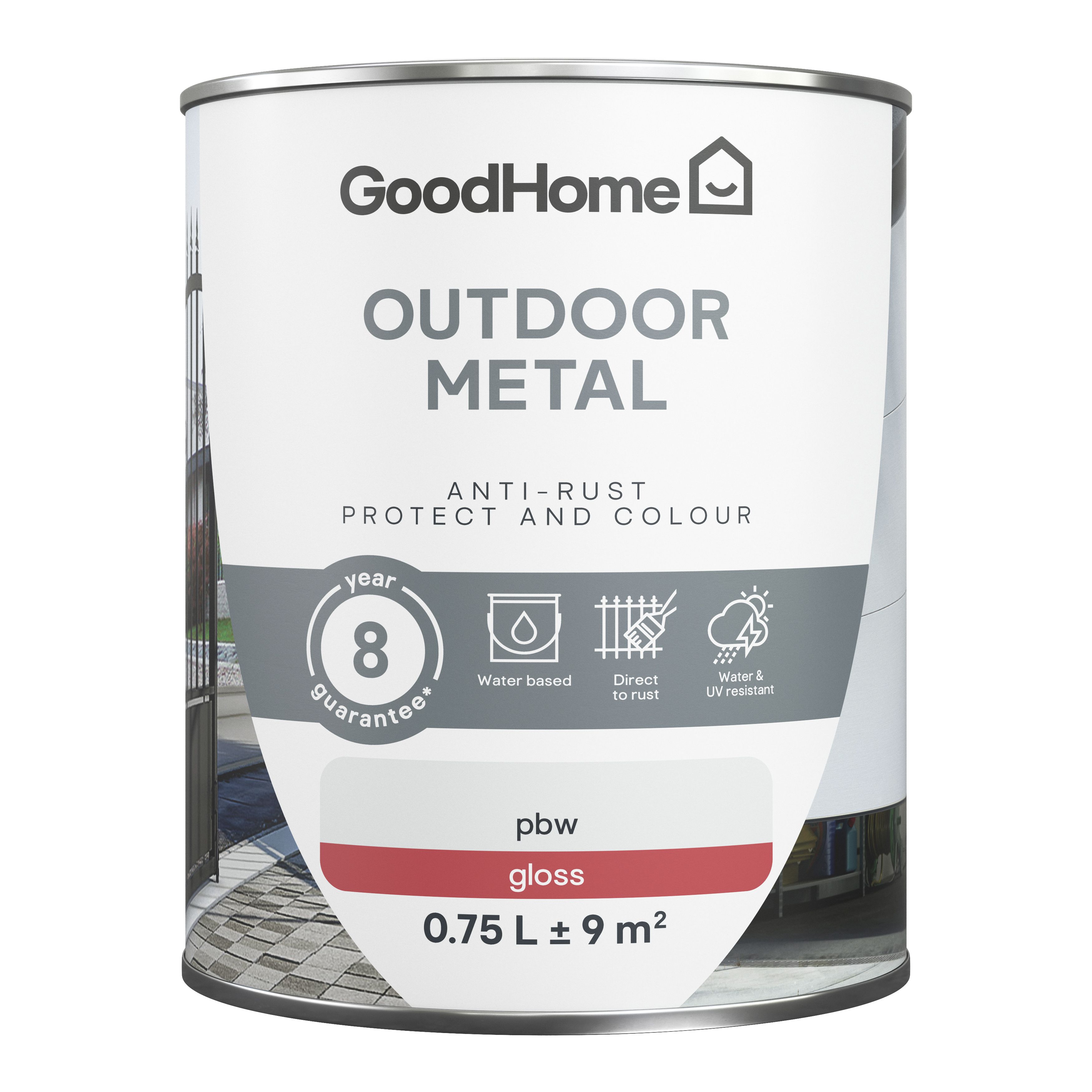 GoodHome Outdoor White Gloss Exterior Metal paint, 750ml Tin | DIY at B&Q