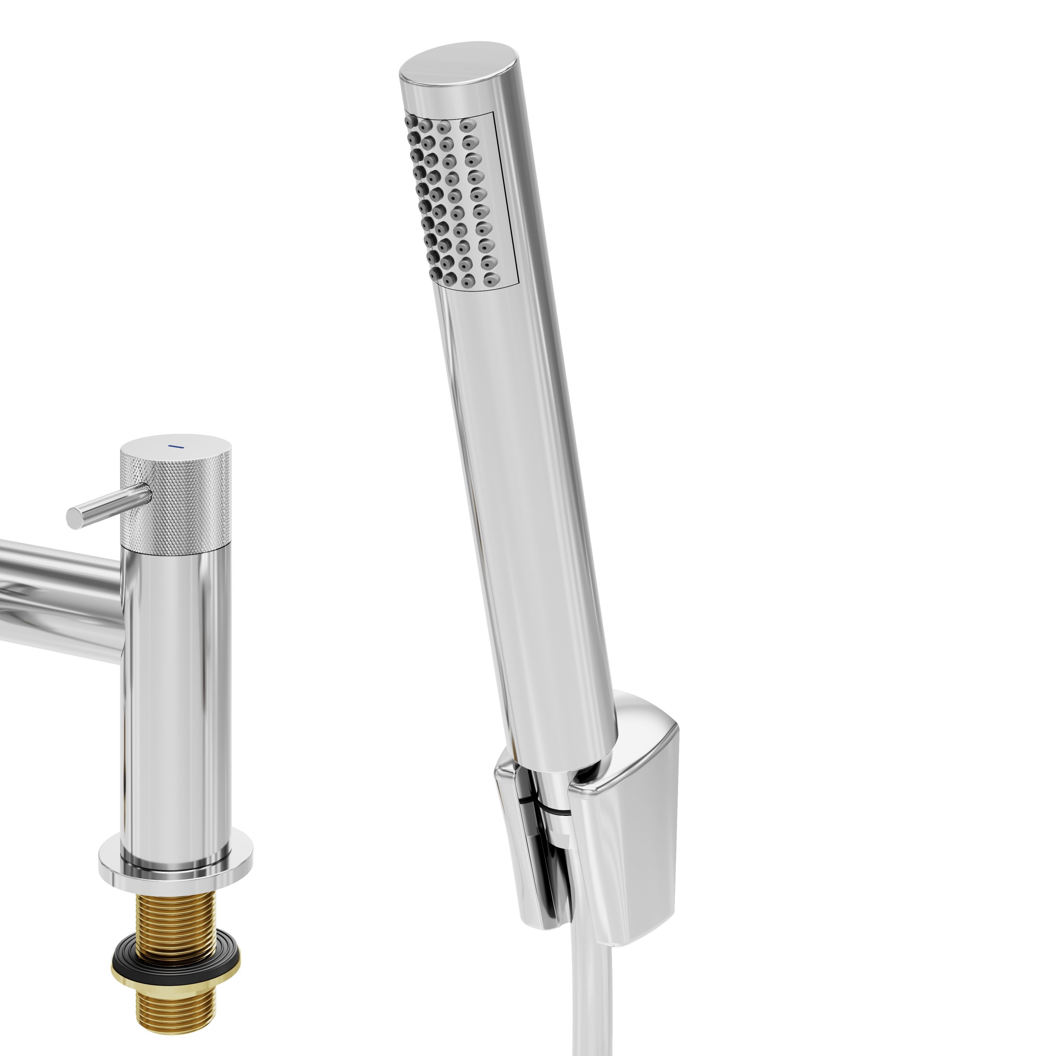 GoodHome Owens Gloss Chrome effect Deck-mounted Bath mixer tap with ...