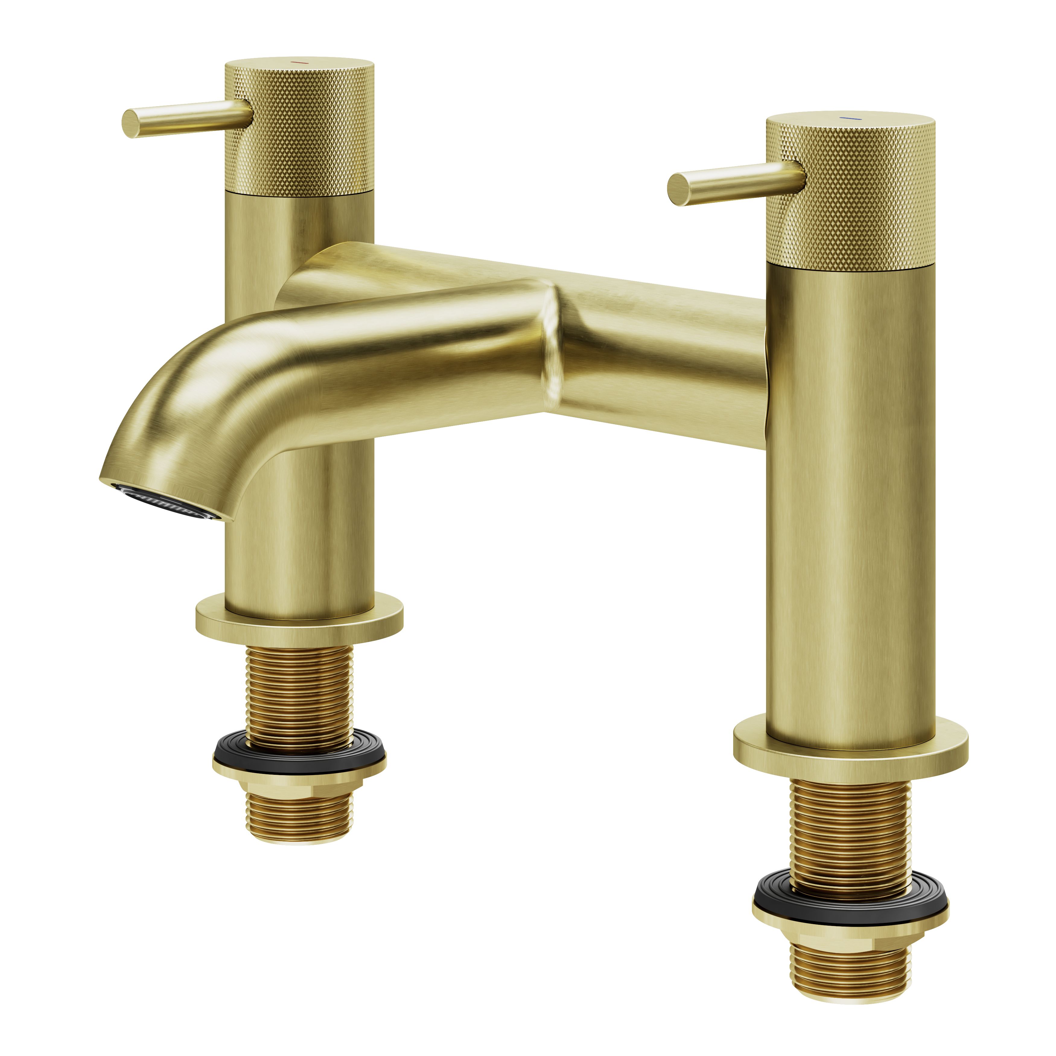 GoodHome Owens Satin Brass effect Deck-mounted Manual Double Bath ...