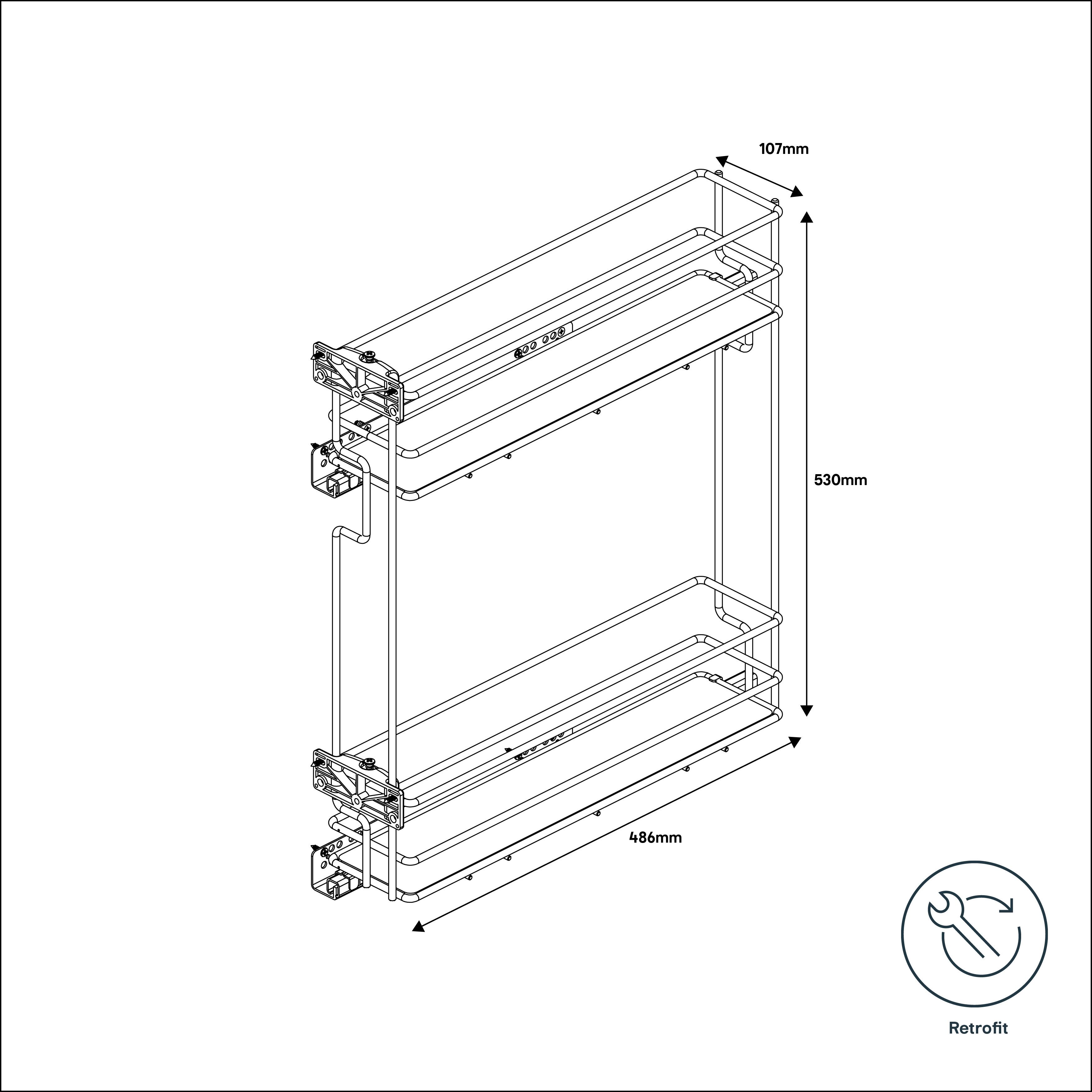 GoodHome Pebre Grey Soft-close runners 15cm Pull-out storage