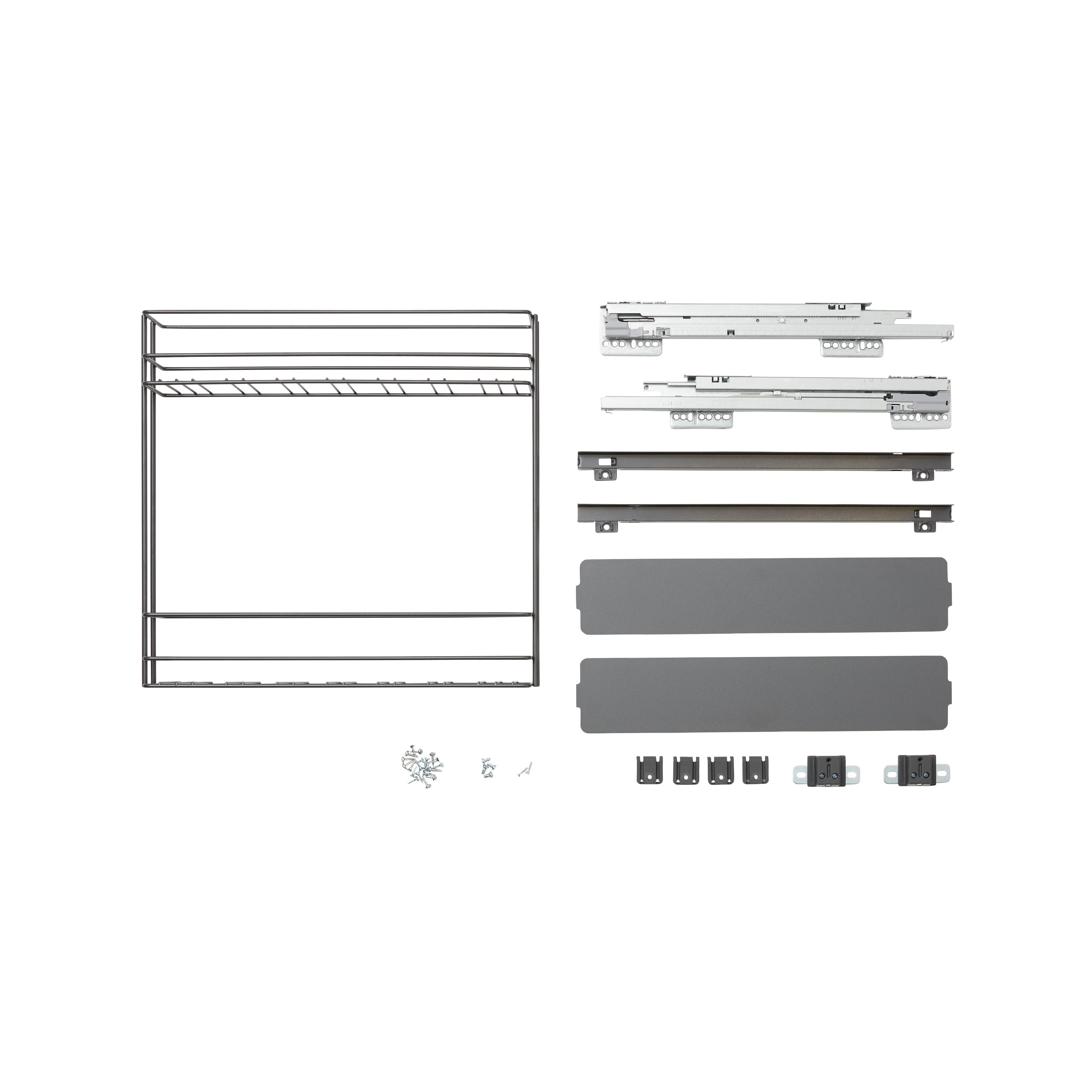 GoodHome Pebre Matt Anthracite Soft close runners Universal Pull out ...