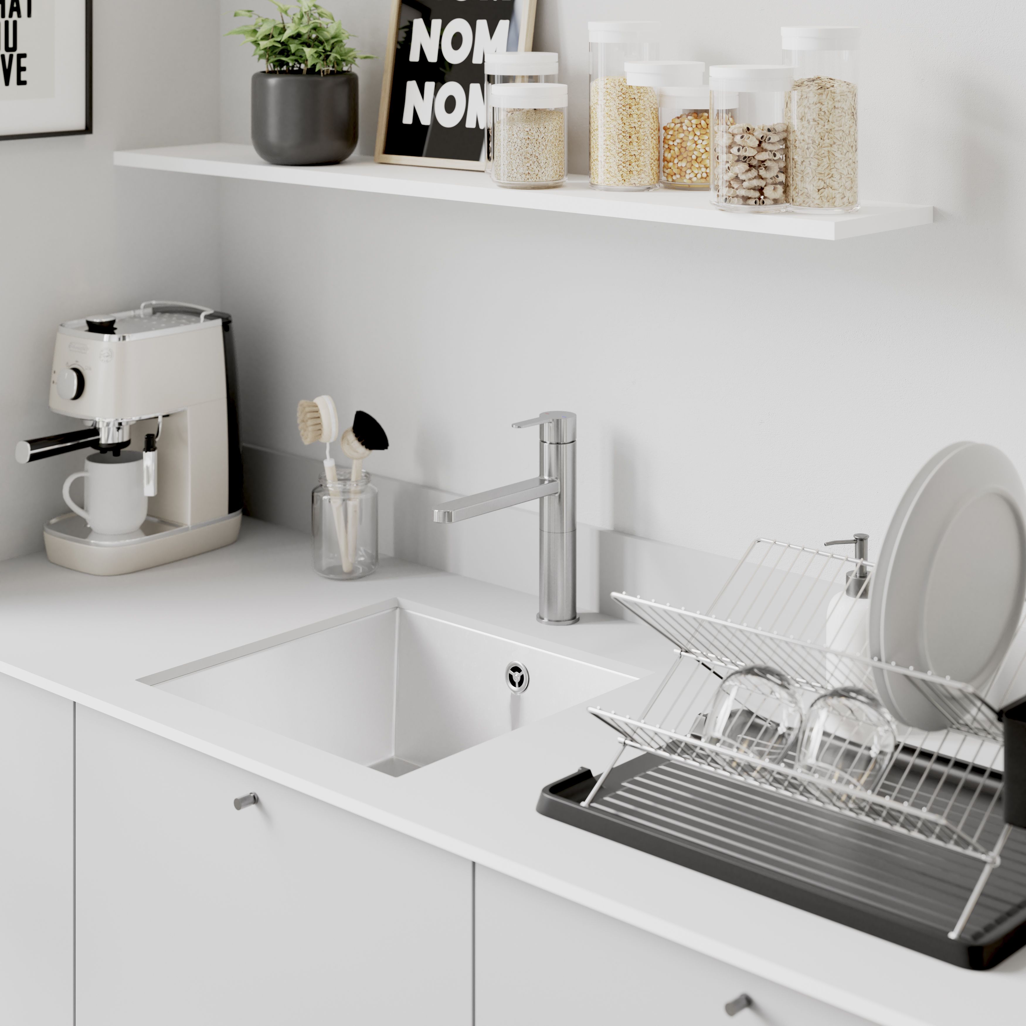 GoodHome Phoran Stainless steel effect Kitchen Top lever Tap