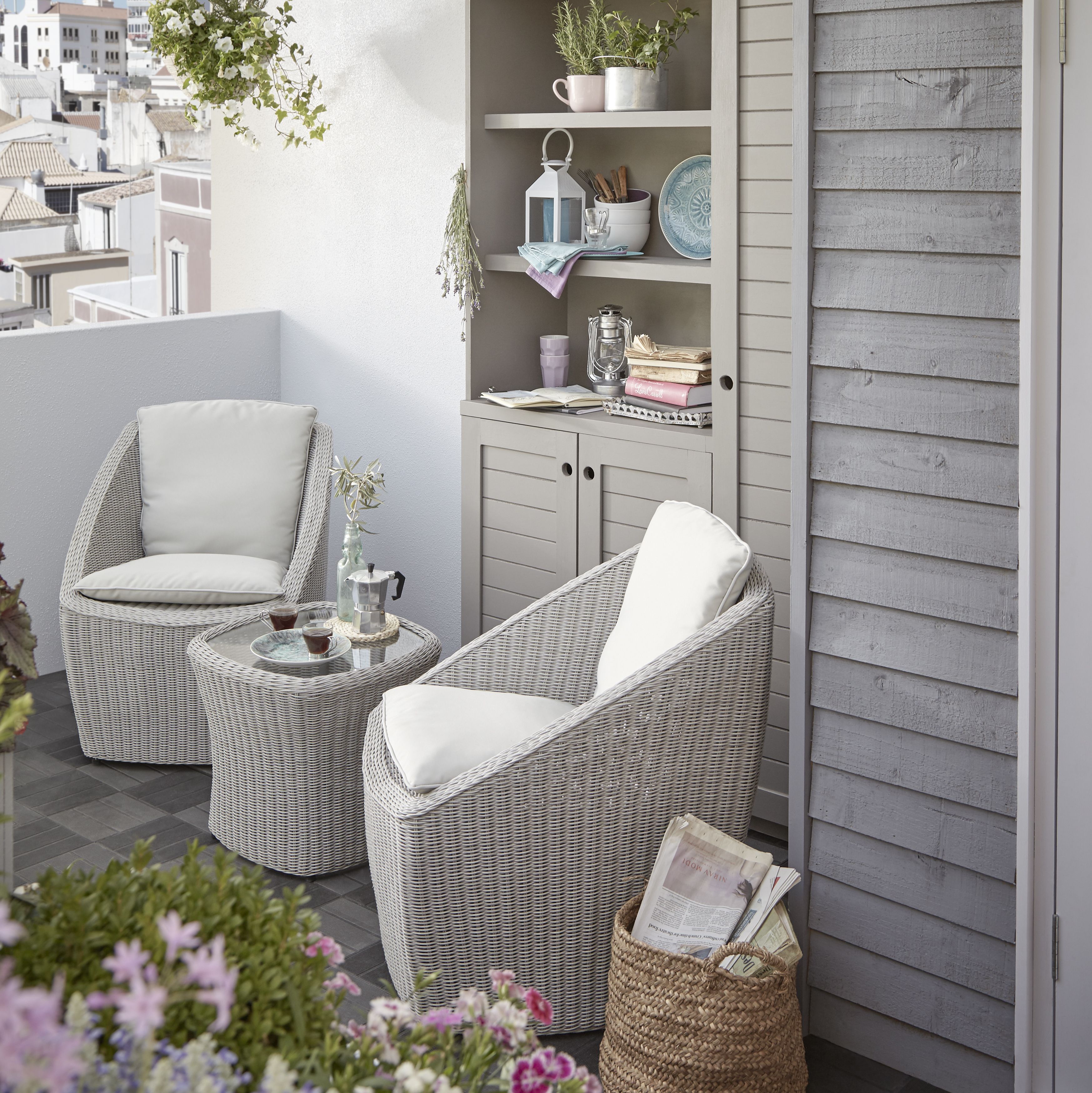 GoodHome Pilares Sand Rattan effect 2 seater Garden furniture set | DIY ...