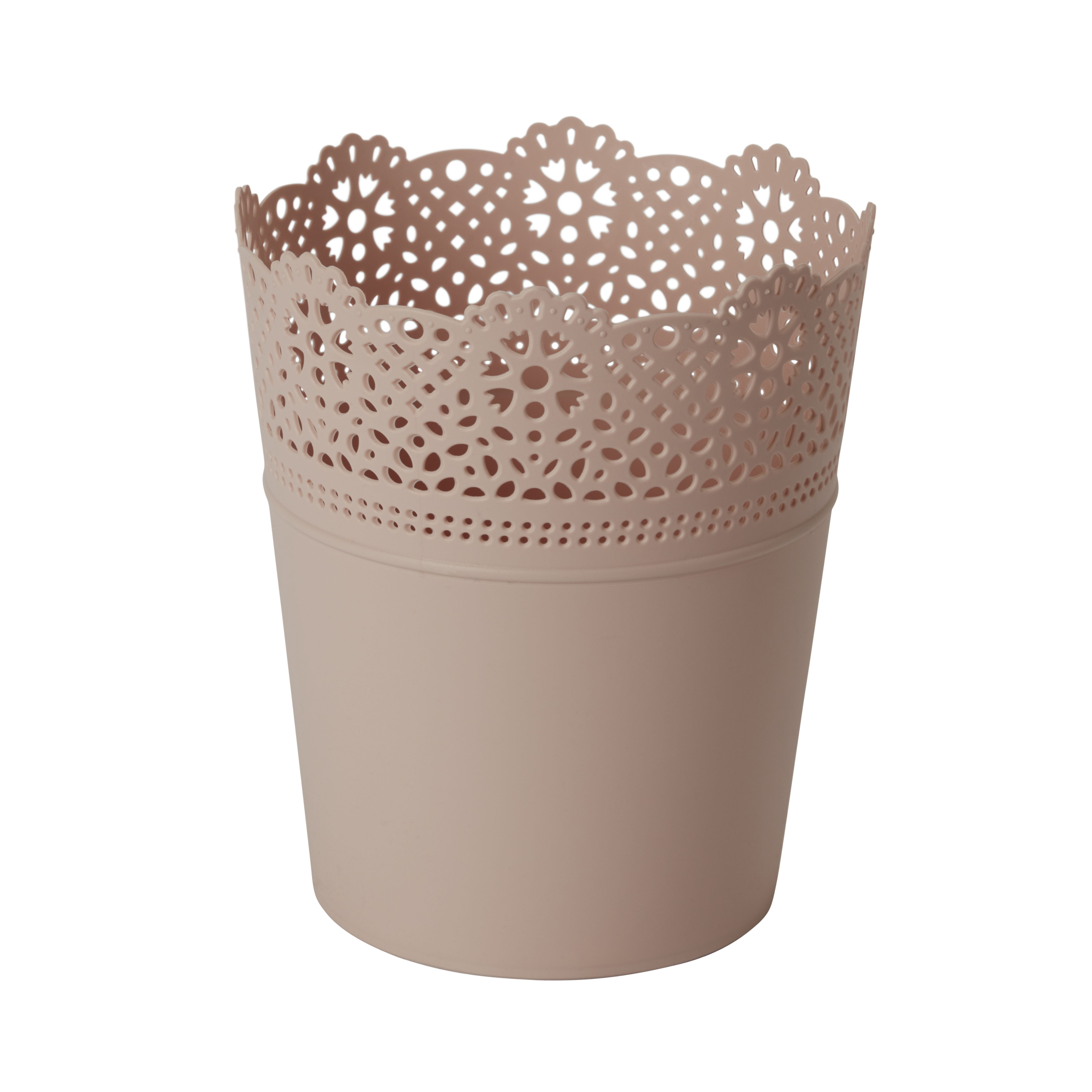 GoodHome Pink Plastic Lace Circular Plant pot (Dia)18cm | DIY at B&Q