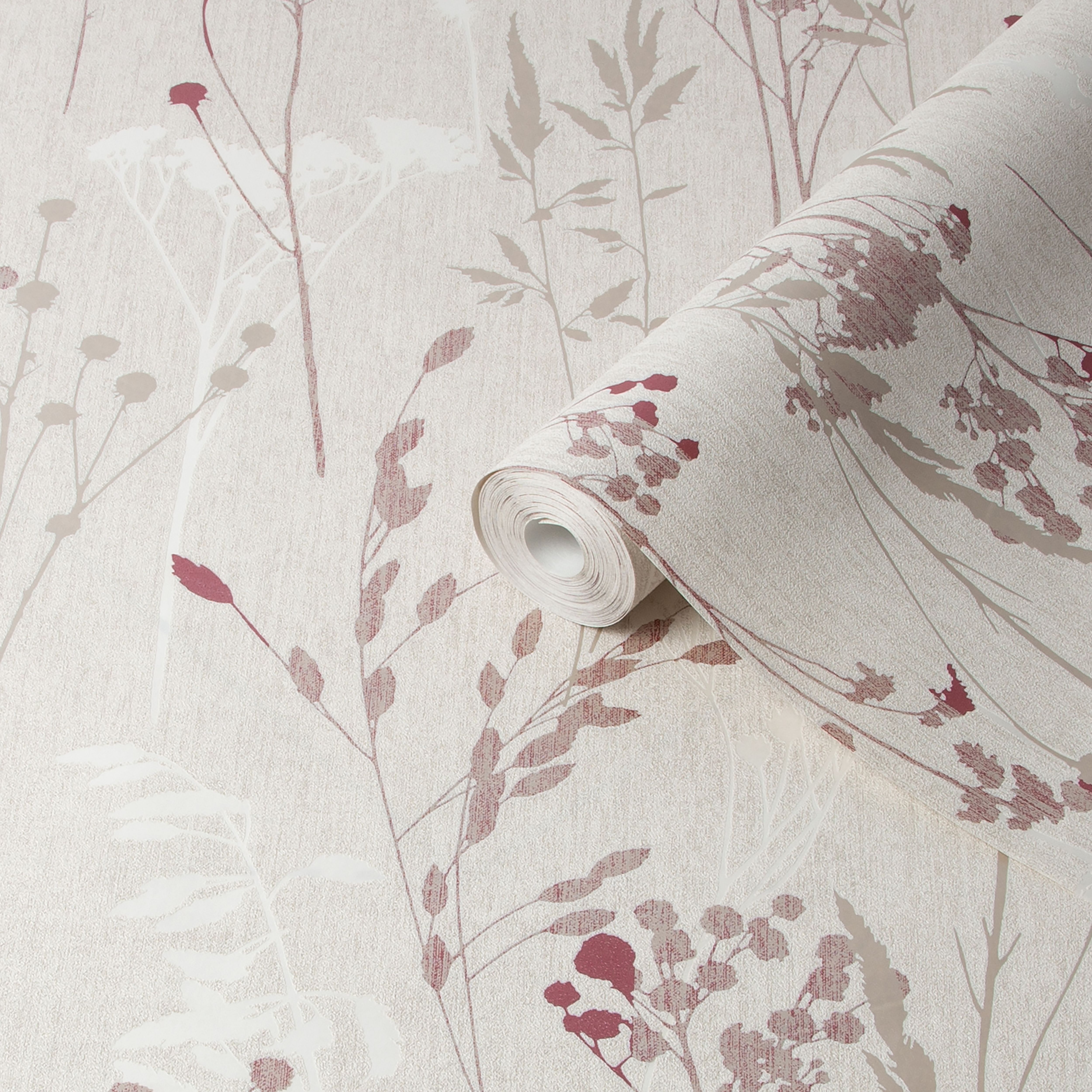 GoodHome Pio Cream & red Floral Textured Wallpaper | DIY at B&Q