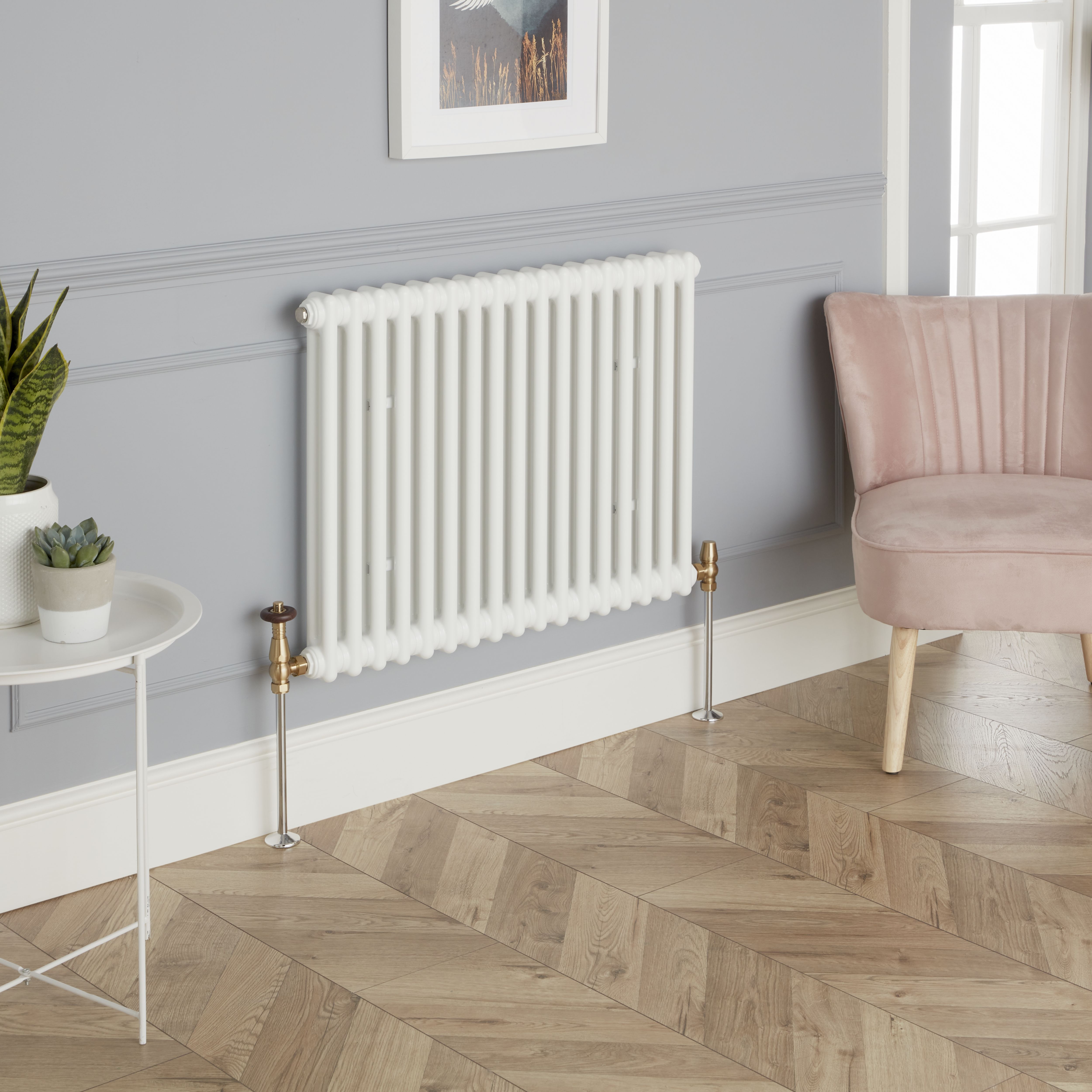 GoodHome Polished Gold Angled Radiator valve & lockshield (Dia)15mm x ½"