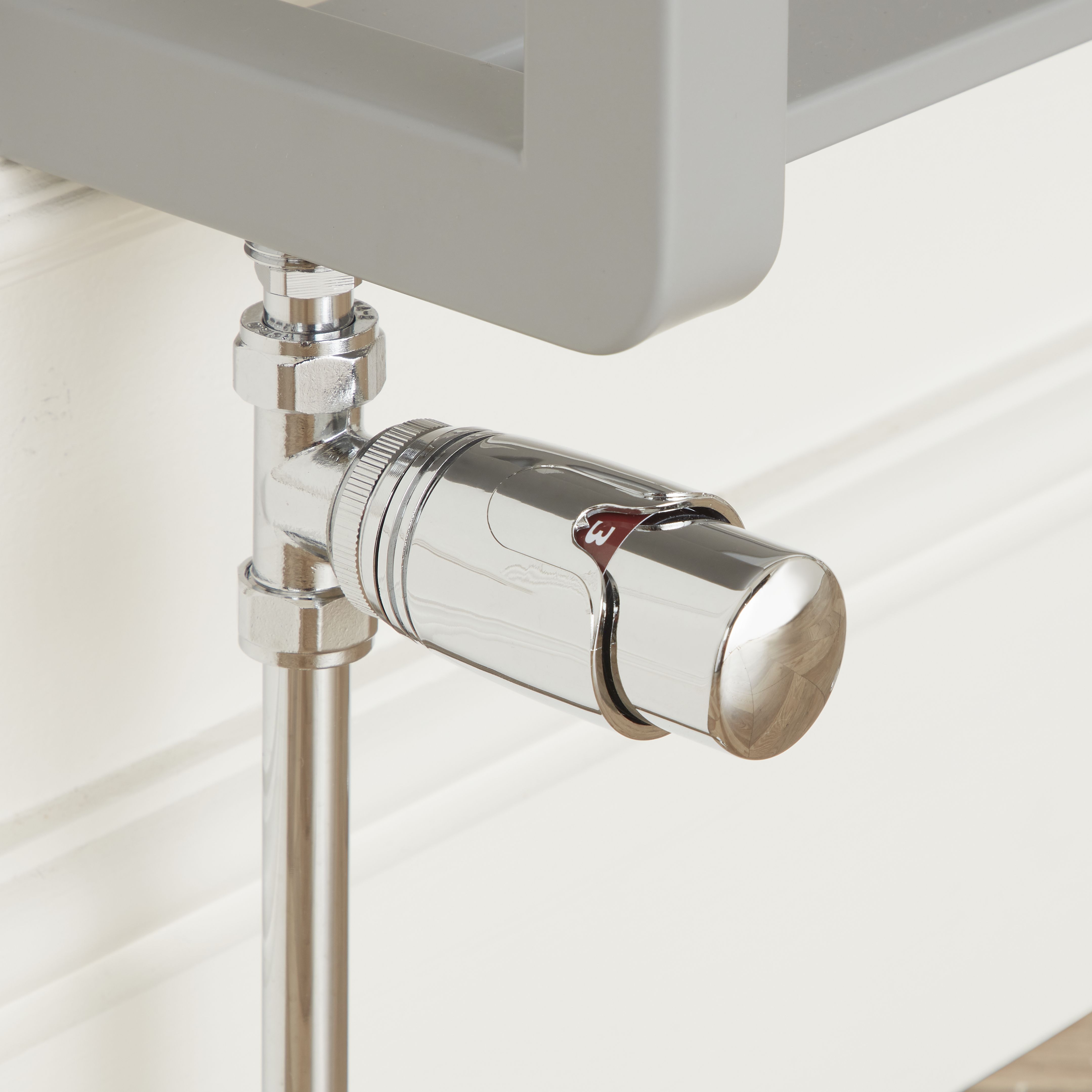 GoodHome Polished Straight Radiator valve & lockshield (Dia)15mm x ½"