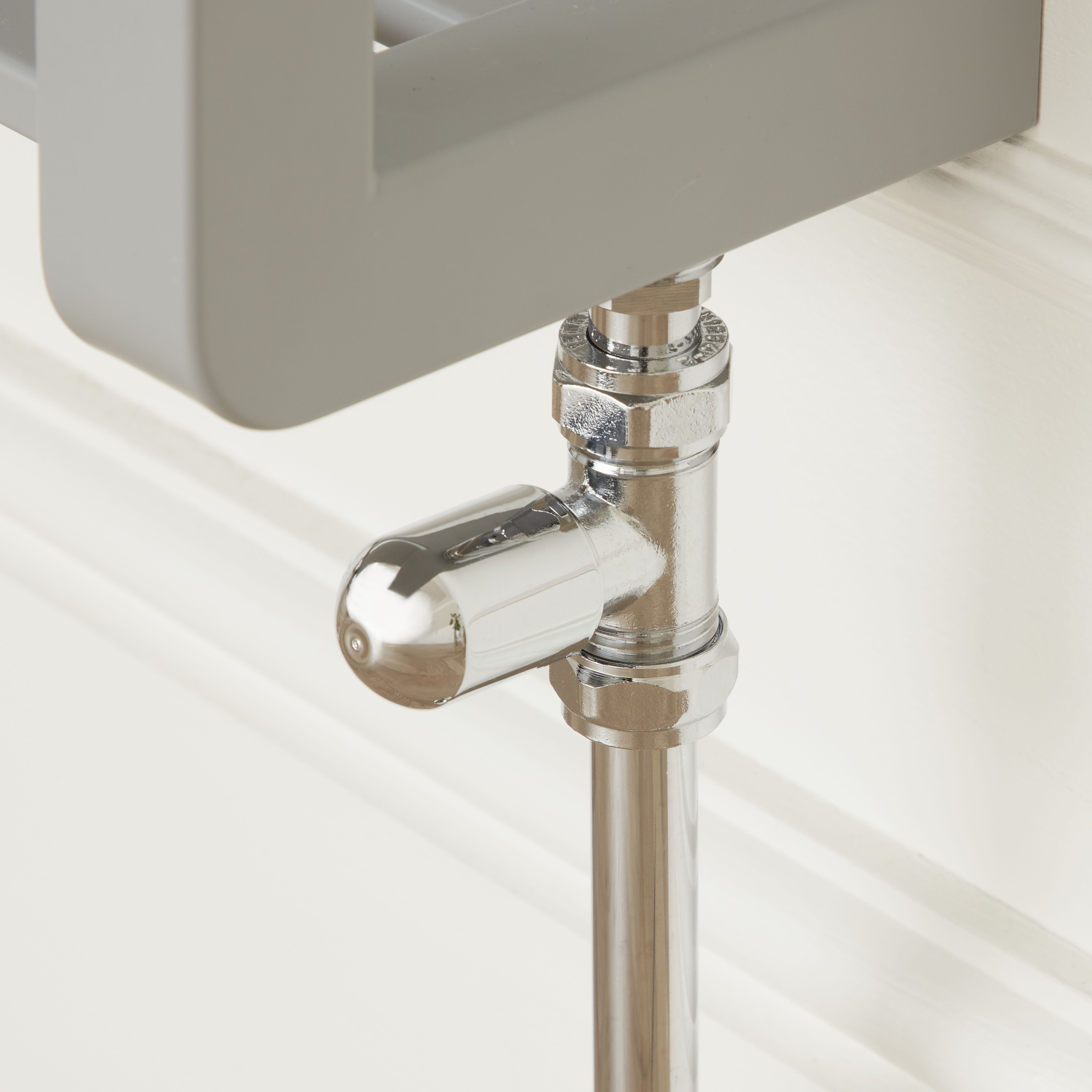 GoodHome Polished Straight Radiator valve & lockshield (Dia)15mm x ½"