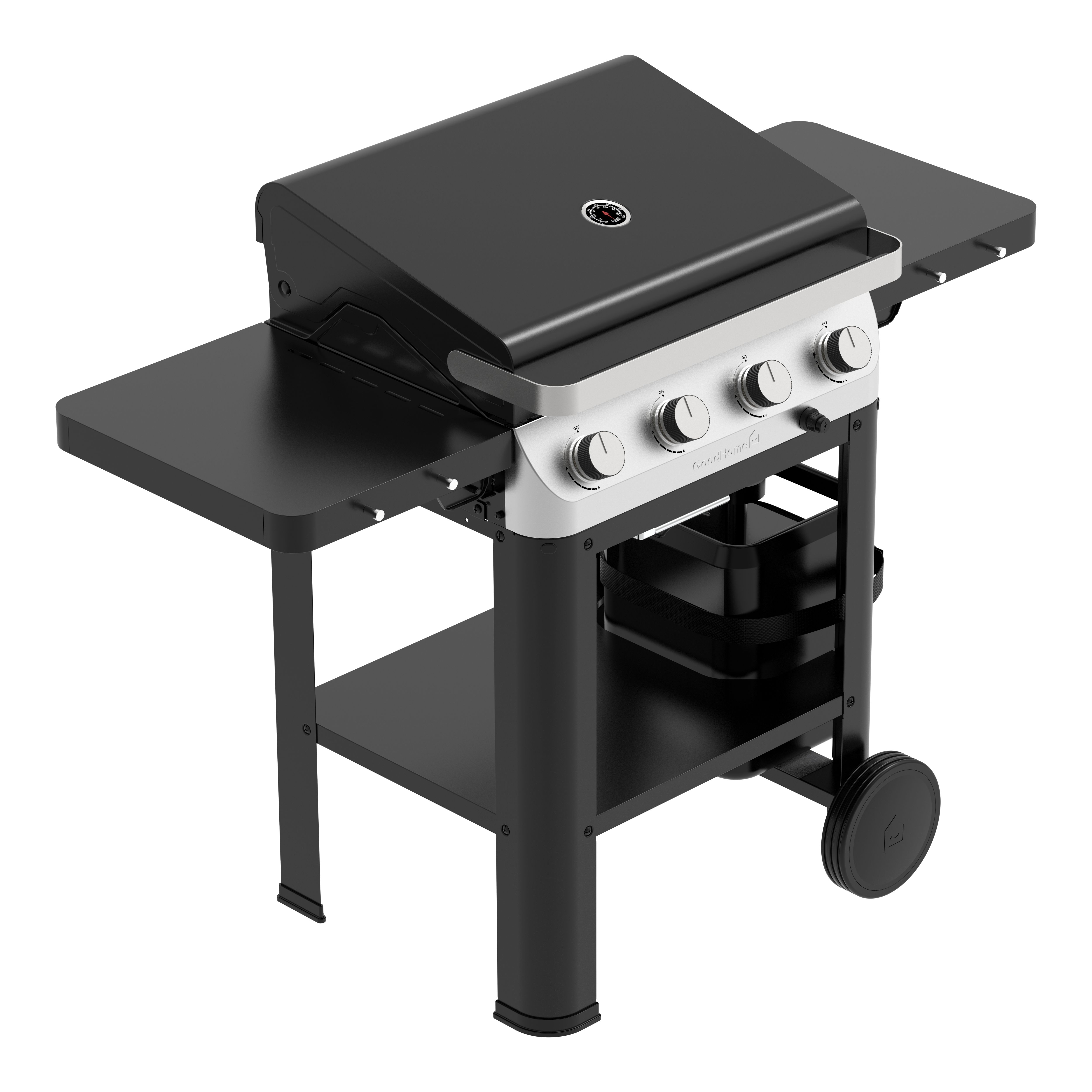 GoodHome Powell Black 4 burner Gas BBQ
