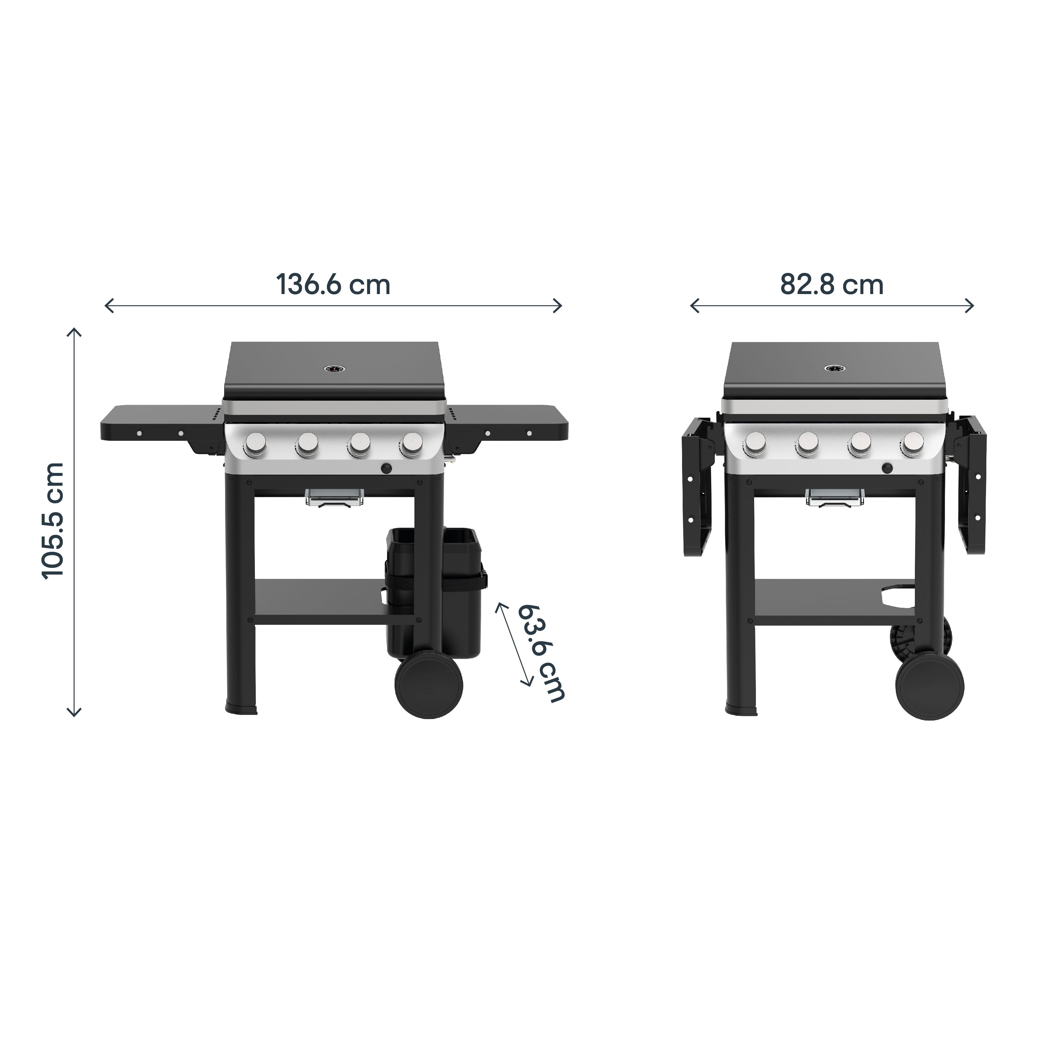 GoodHome Powell Black 4 burner Gas BBQ