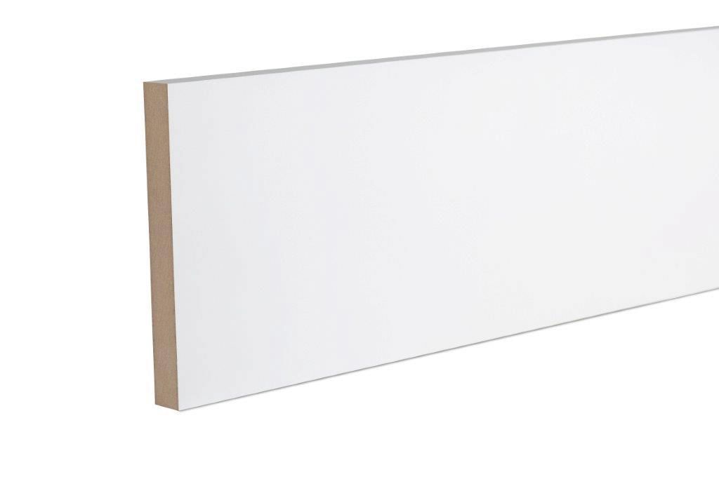 GoodHome Primed White MDF Square Skirting board (L)2400mm (W)144mm (T)18mm